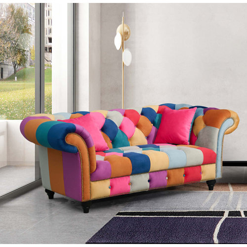 Latitude Vive Camaury Velvet Patchwork Sofa & Reviews | Wayfair.co.uk