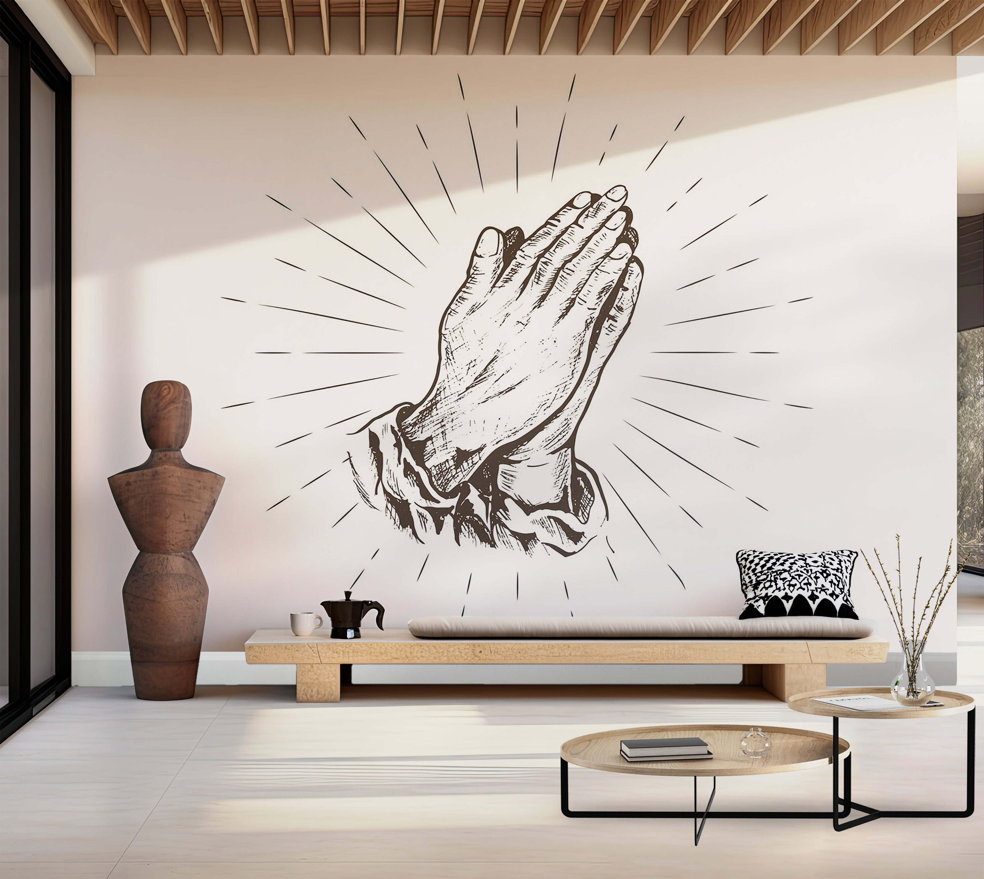 Trinx Premium Peel & Stick Wall Mural - Praying Hands | Wayfair