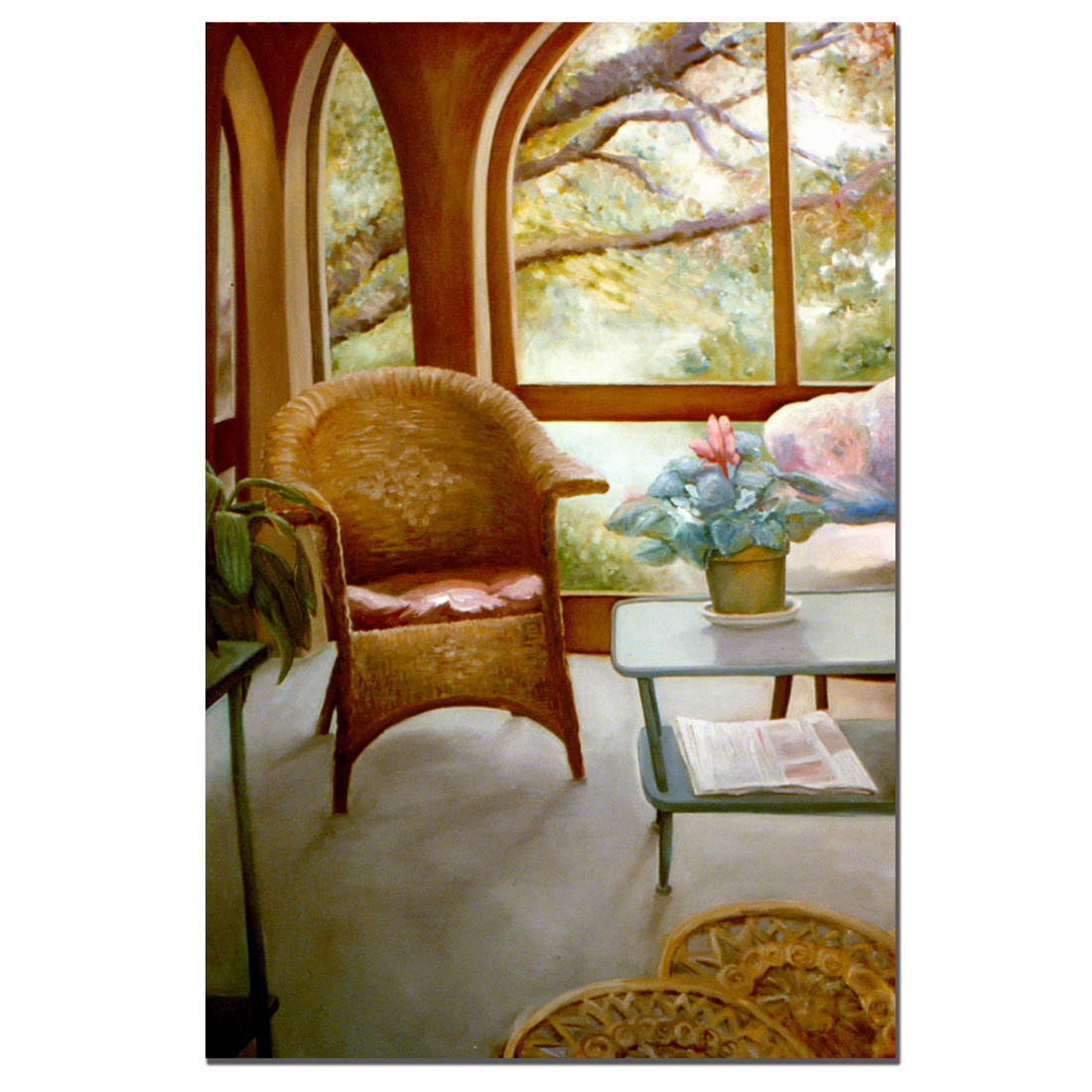 Trademark Fine Art 'Wicker Chair and Cyclamen' by Michelle Calkins ...