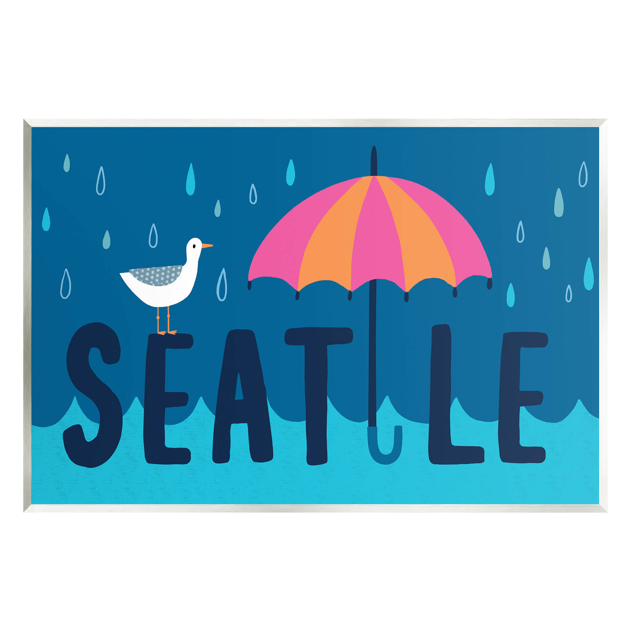 Stupell Industries Seattle Raindrops Falling Seagull Canvas Wall Art By ...