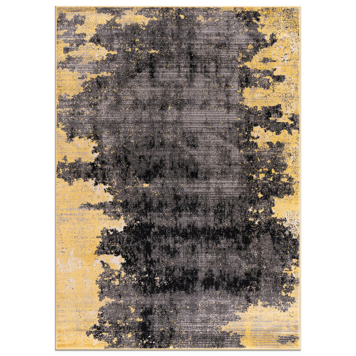 Wrought Studio Malica Abstract Yellow/Gray/Black Area Rug & Reviews ...