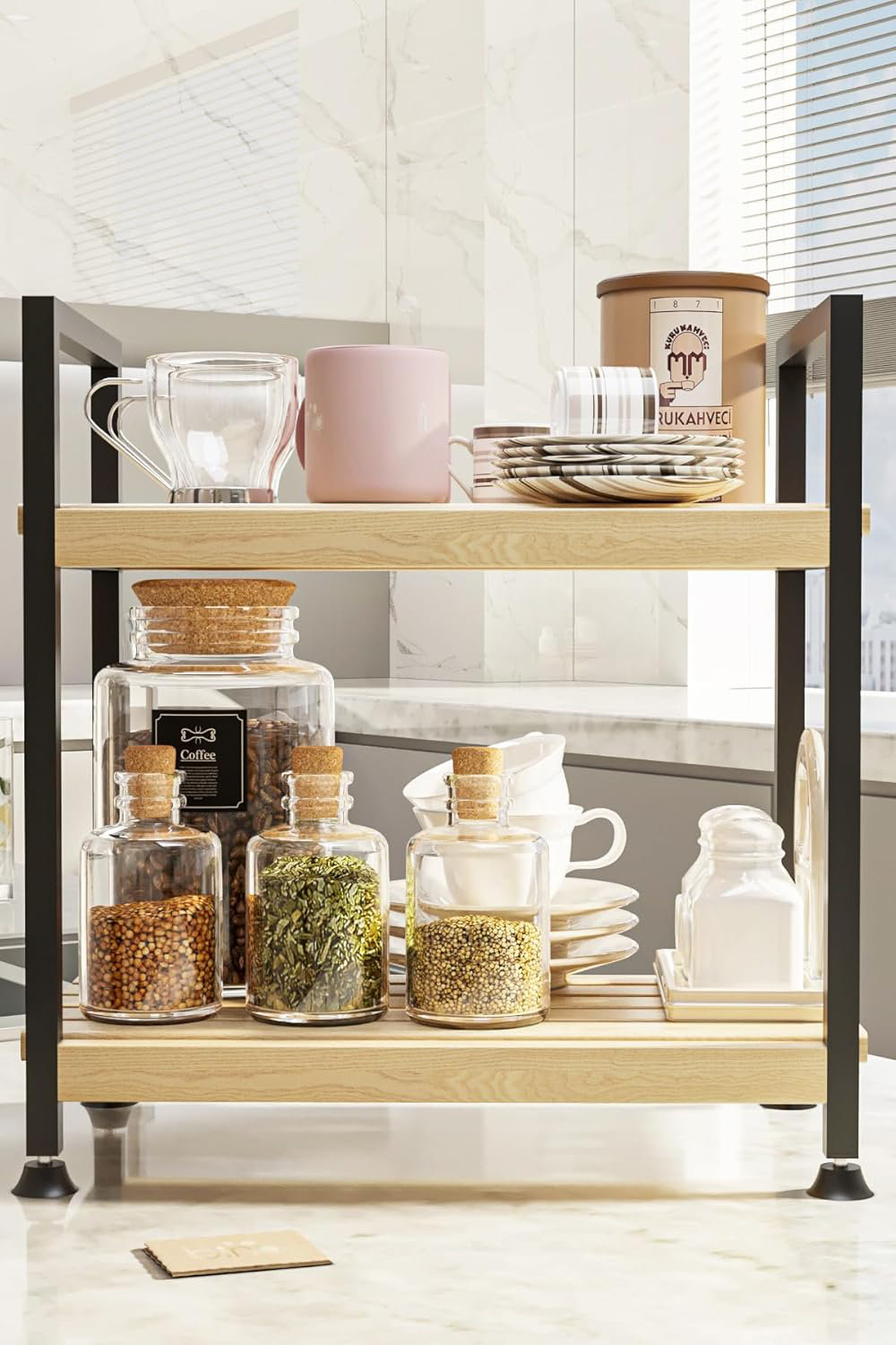 17 Stories 2-Tier Wooden Kitchen Organizer Shelf | Wayfair