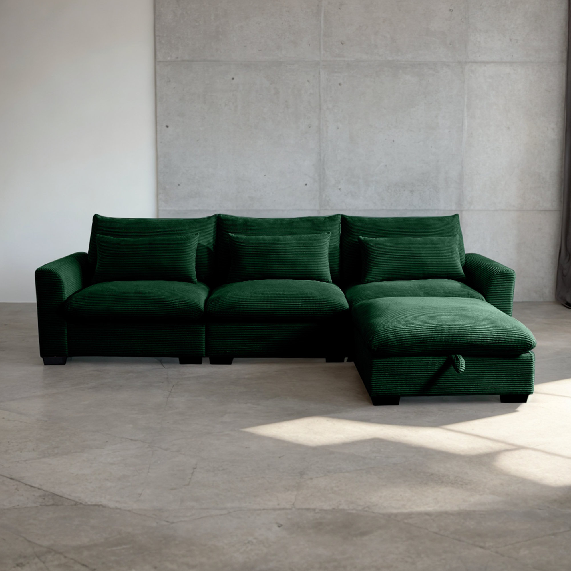 Hokku Designs Corduroy Sectional Sofa, L Shaped Couch With Storage ...