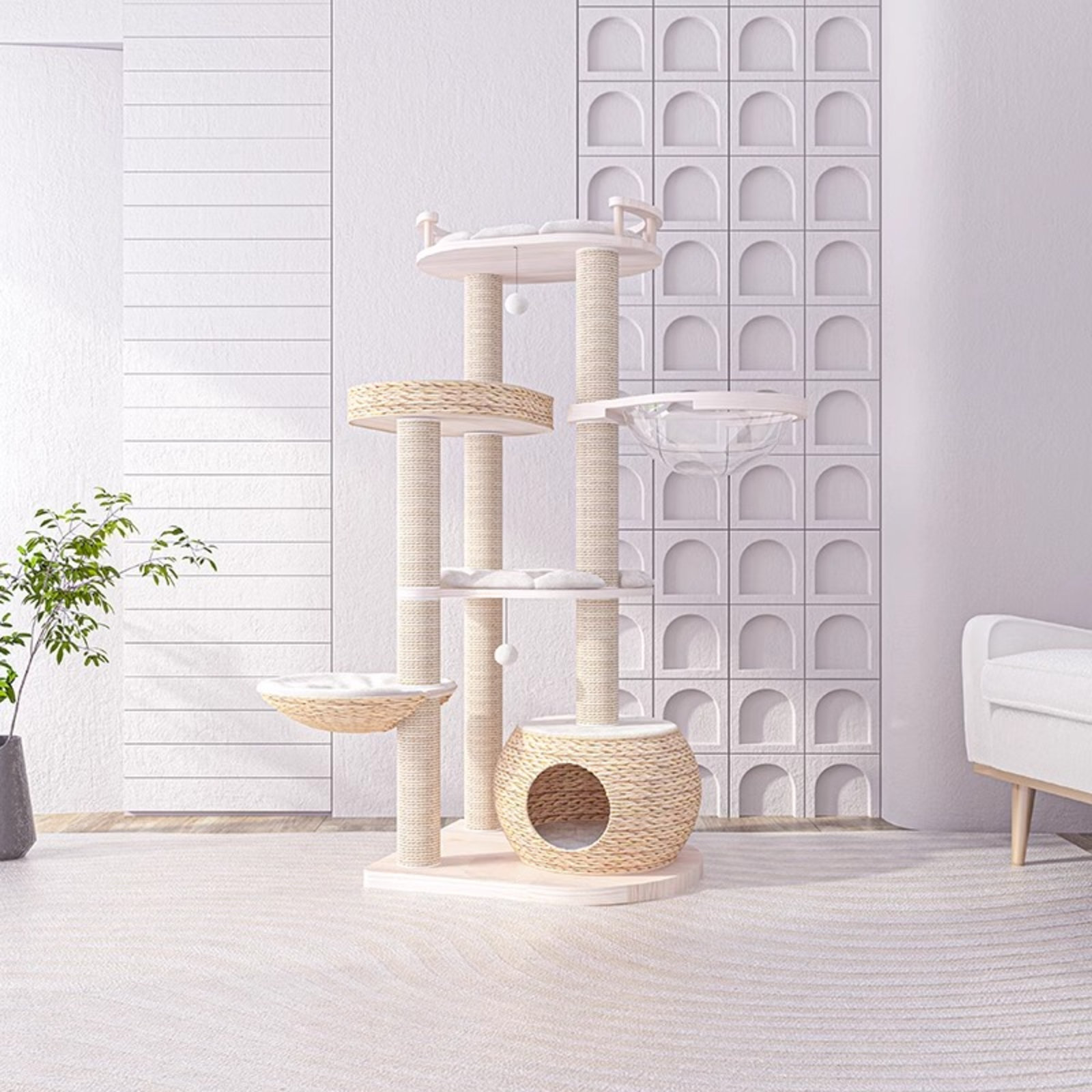 Tucker Murphy Pet™ 55.5'' Woven Wood Cat Tree with Three Scratchers and ...