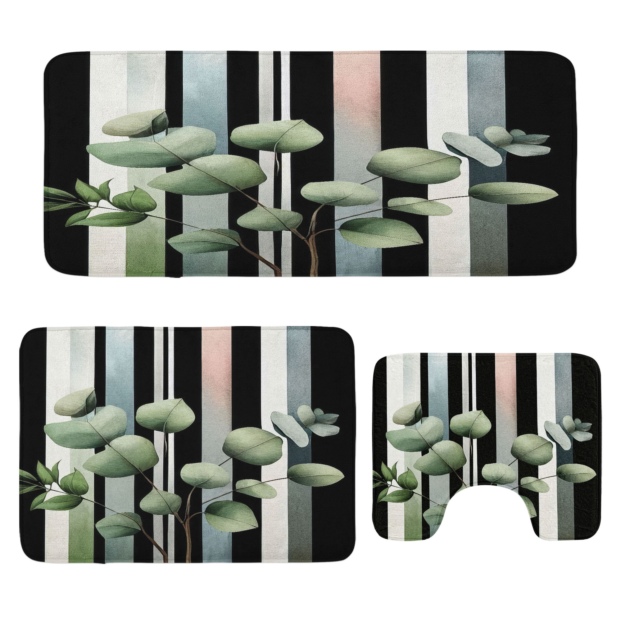 East Urban Home Eucalyptus Bathroom Rug Set 3 Pieces U-Shape ...