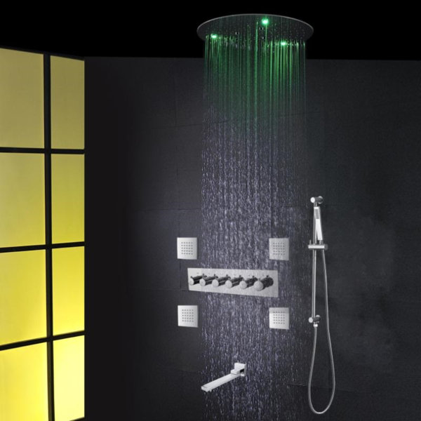 FontanaShowers Acerra Chrome Polished LED Thermostatic Recessed Ceiling ...