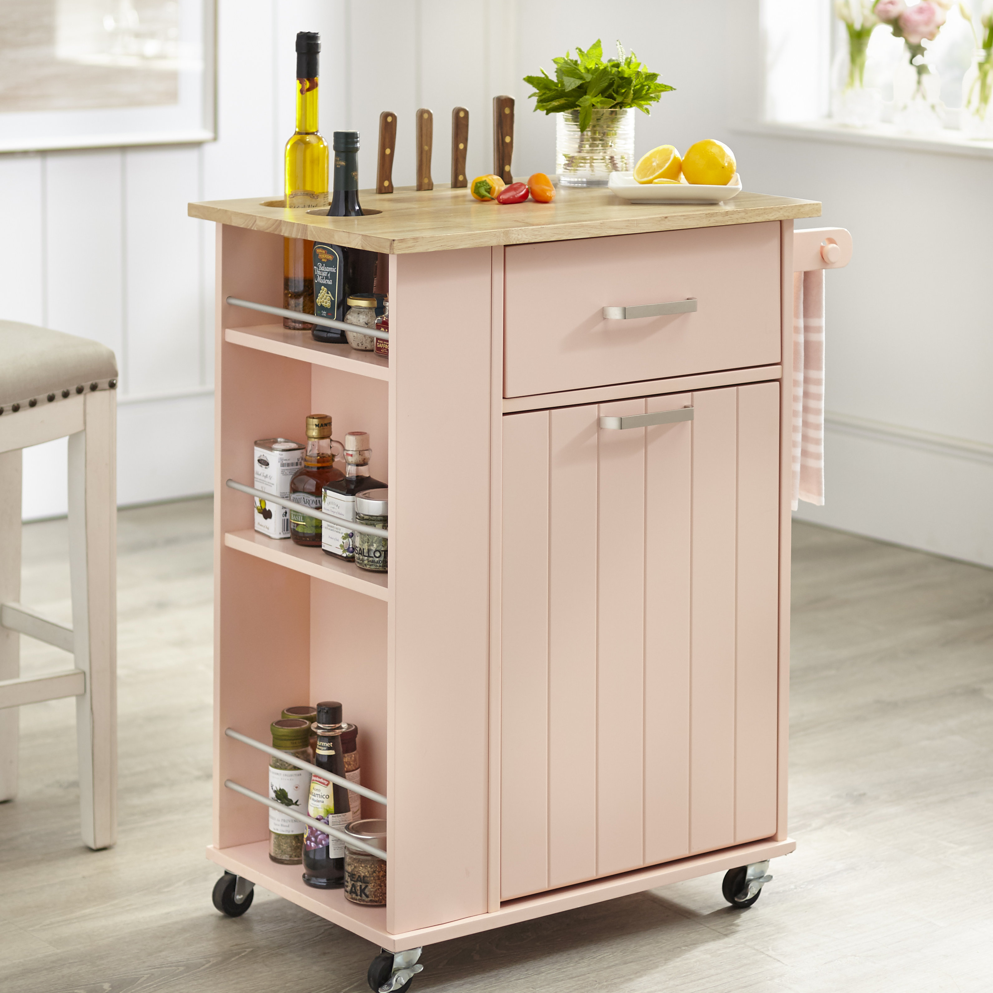 Lark Manor™ Audy Kitchen Cart with Solid Wood Top & Reviews | Wayfair