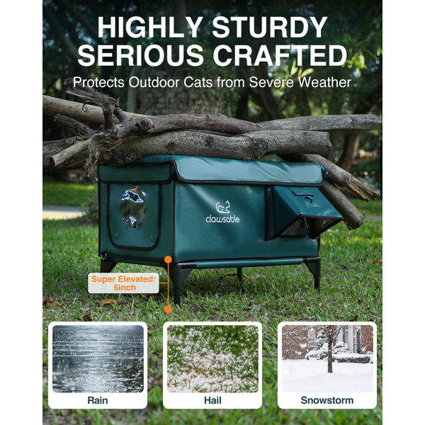 Clawsable Elevated Outdoor Heated Cat House With Built In Camera ...