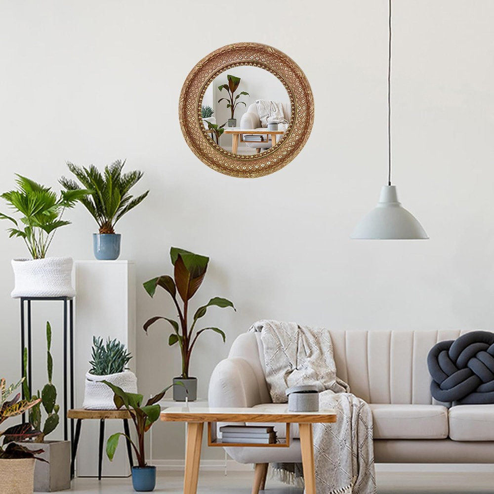 Winston Porter Gold Round Mirror Small Decorative Mirror Antique Mirror ...