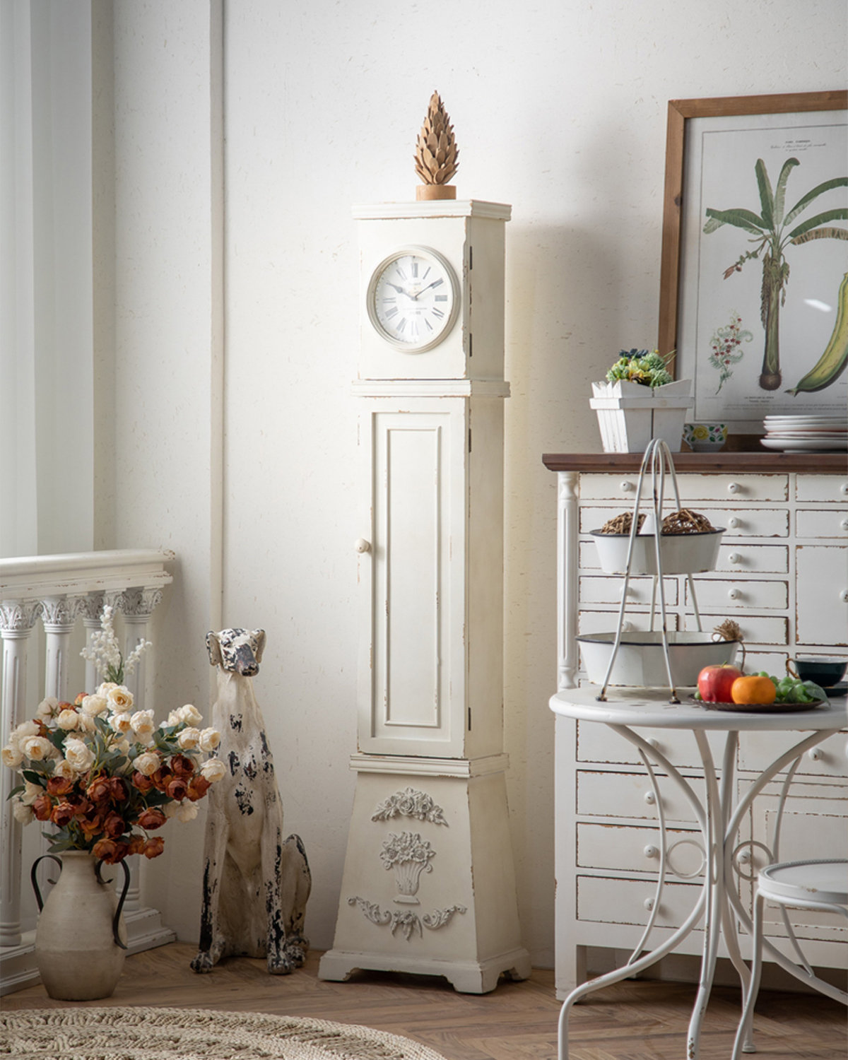 Ophelia & Co. French-style retro distressed white floor clock - Wayfair ...
