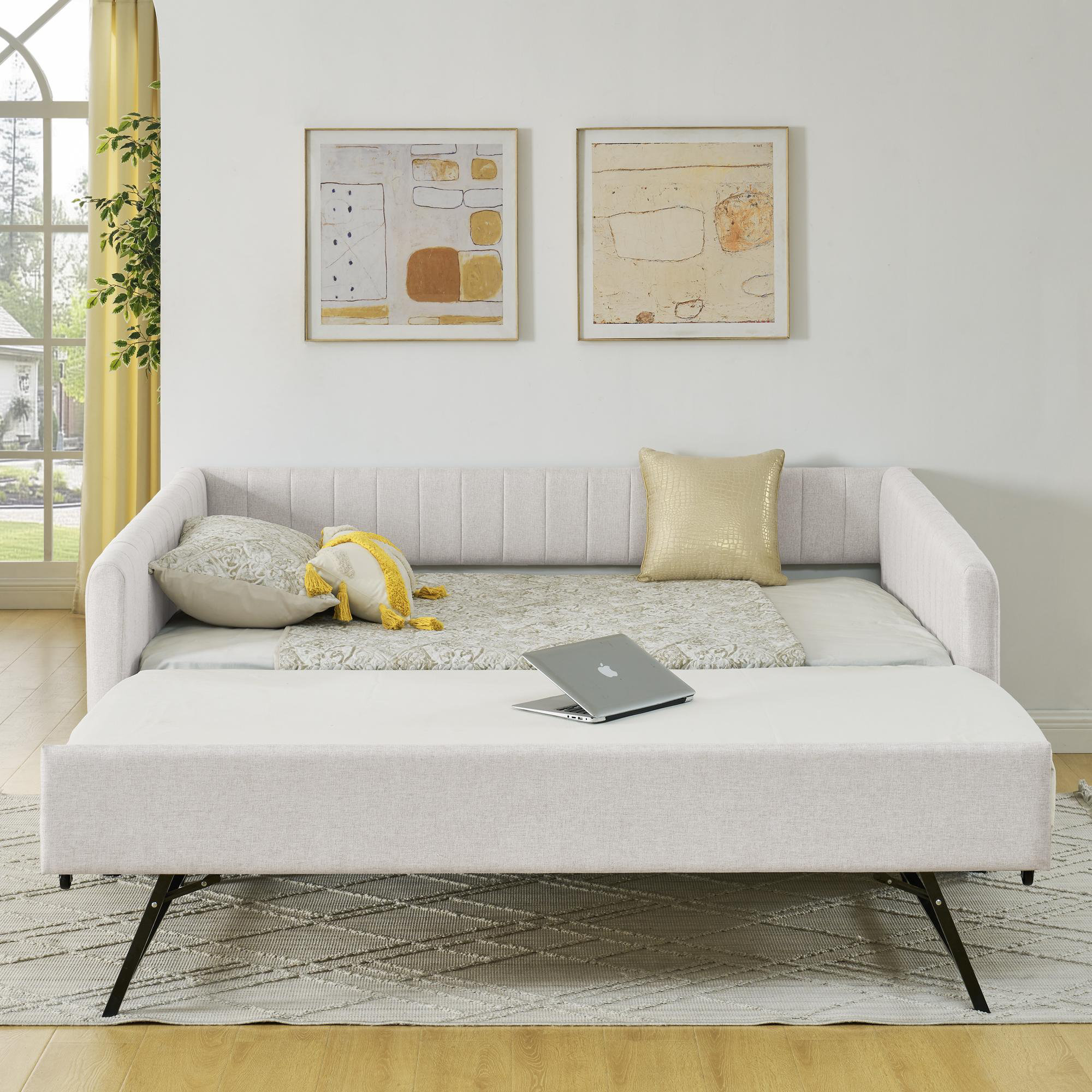Hokku Designs Daybed with Trundle Upholstered Sofa Bed, with Vertical ...