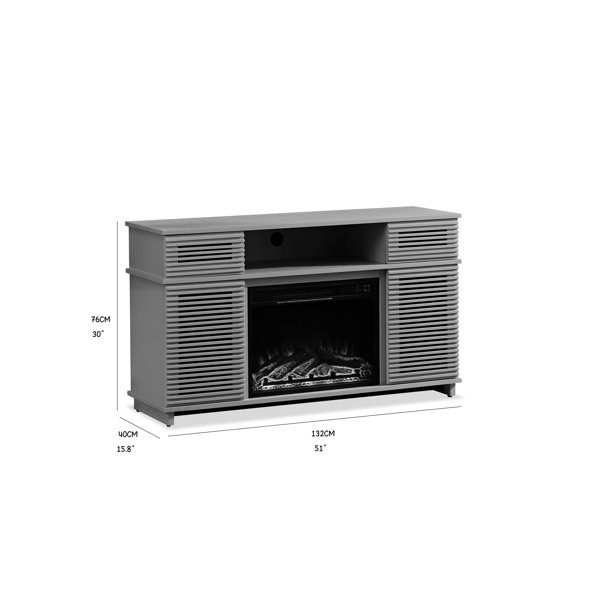 YOPENG MEETAKING 51'' Electric Fireplace Cabinet, Solid Wood Grille ...