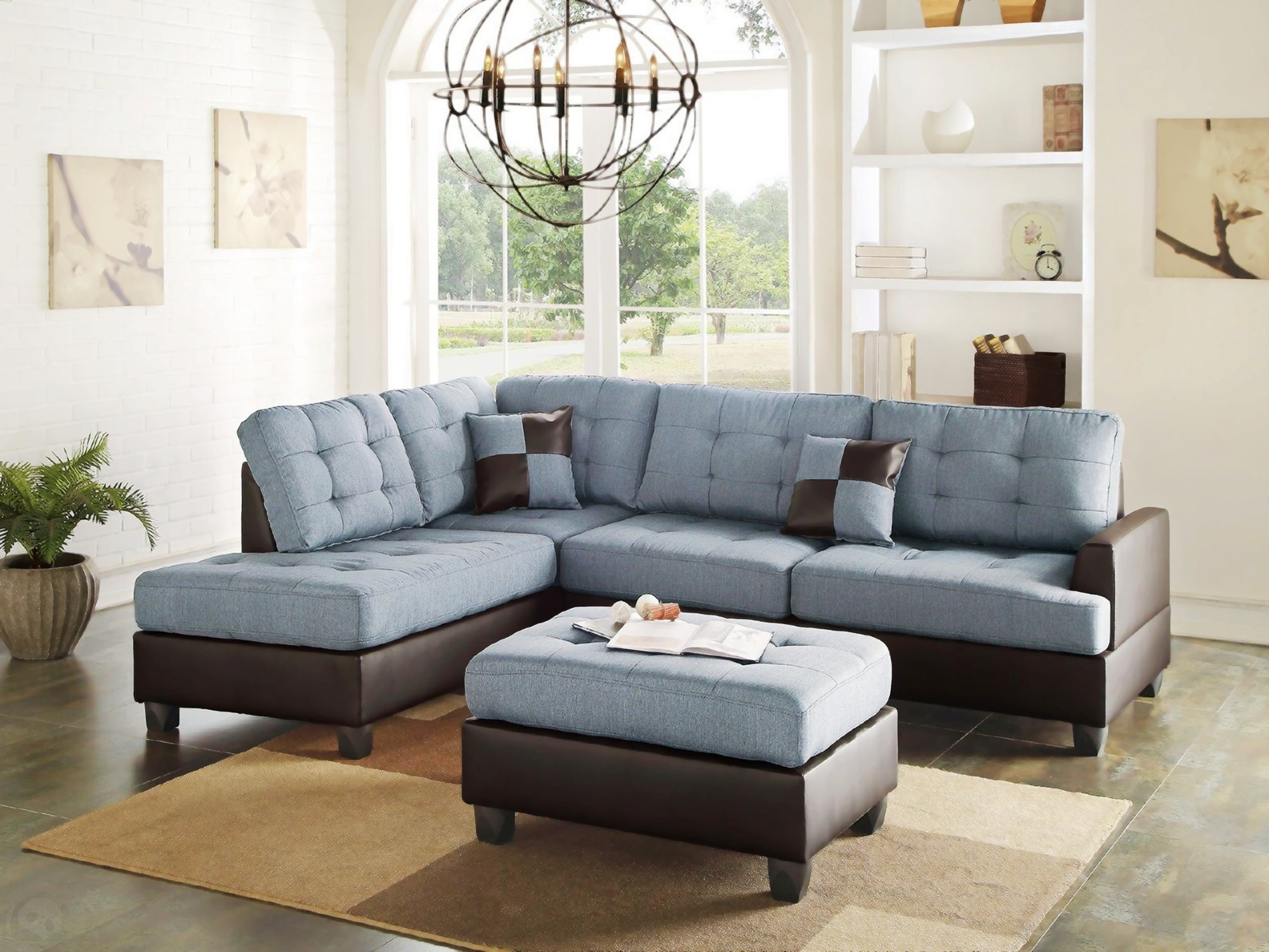 Hokku Designs 3Pcs Sectional Living Room Furniture Reversible Chaise ...