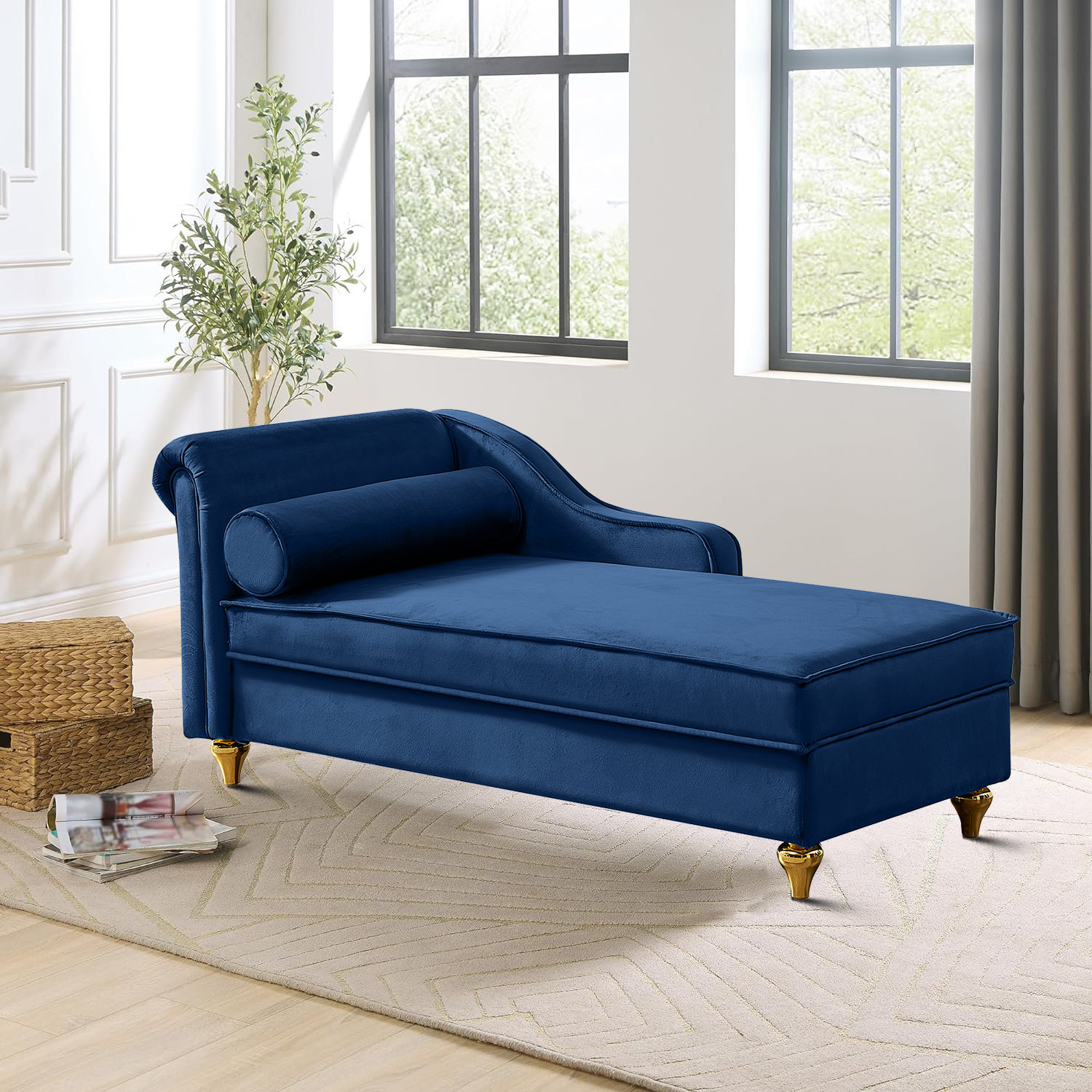 Mercer41 Kinh Modern Velvet Upholstered Indoor Chaise Lounge Chair ...