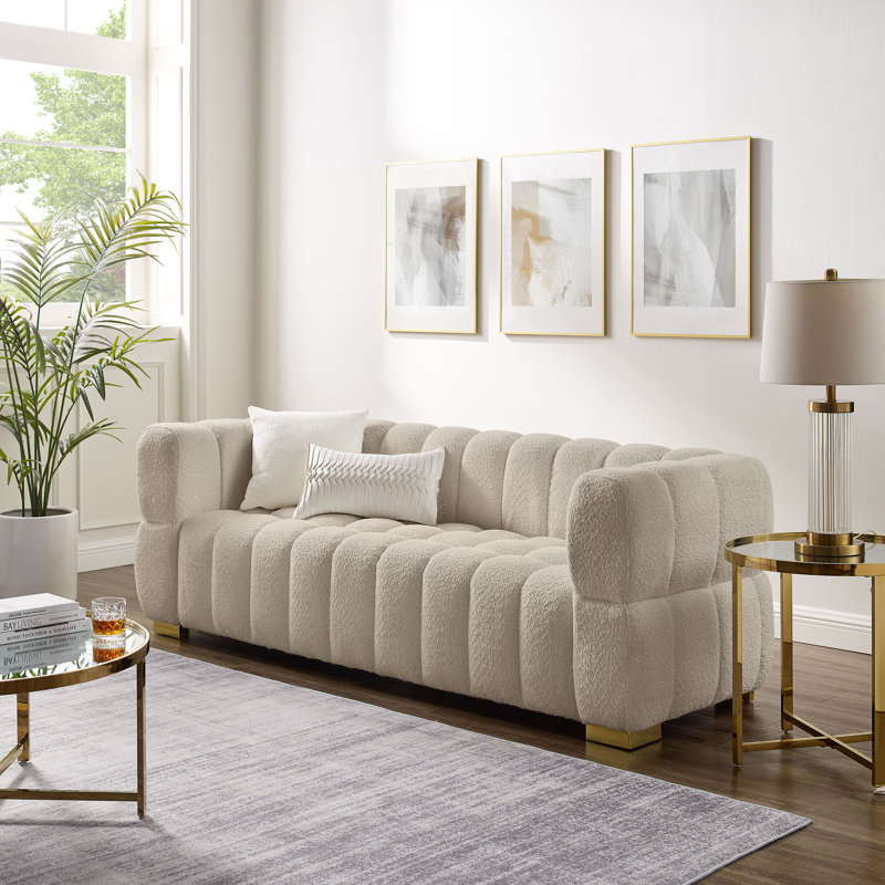 Mercer41 Marceil Elegant Waffle Shape Sofa, Modern Comfortable Couch ...