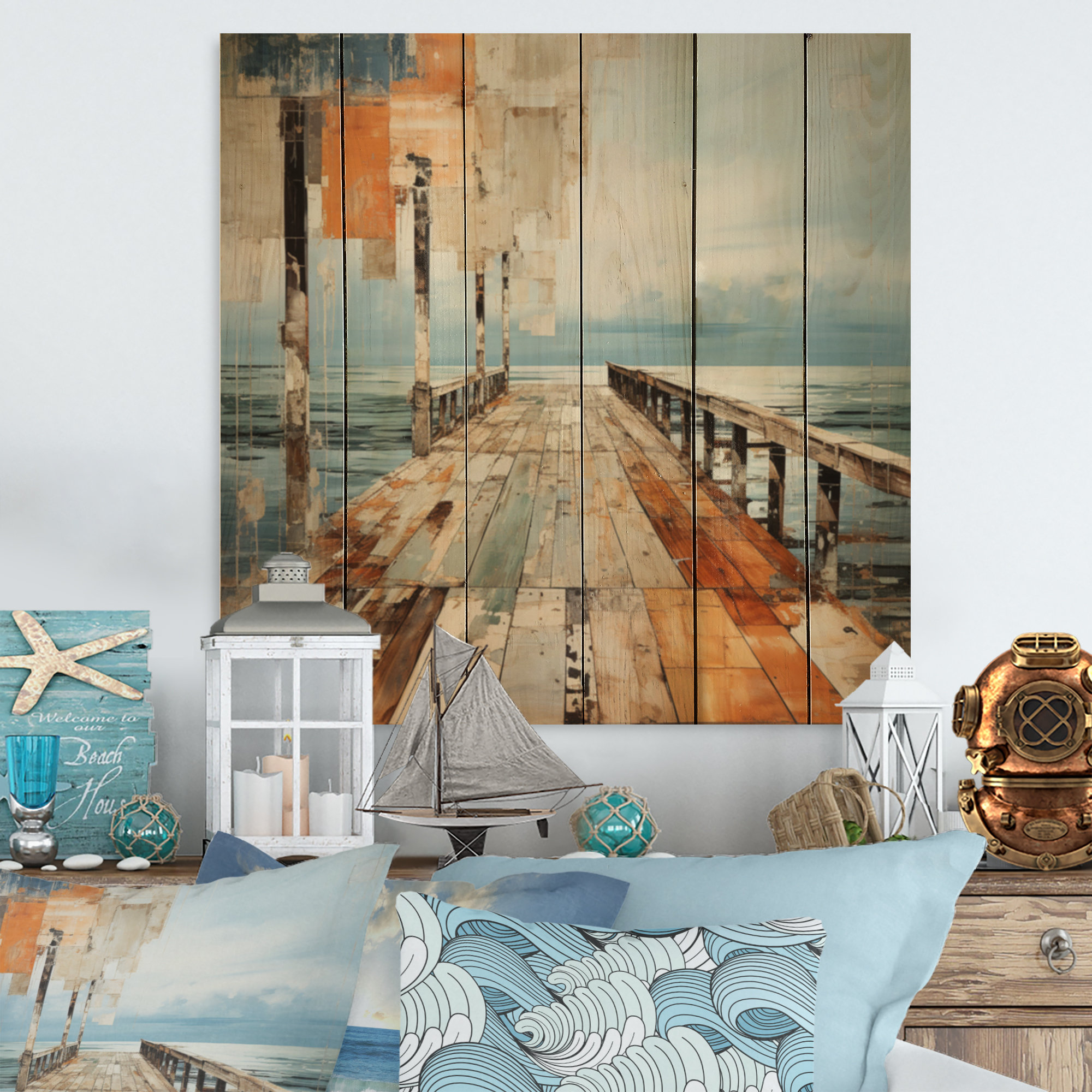 Dovecove Stenquist Coastal Pier Perspective III On Wood Print | Wayfair