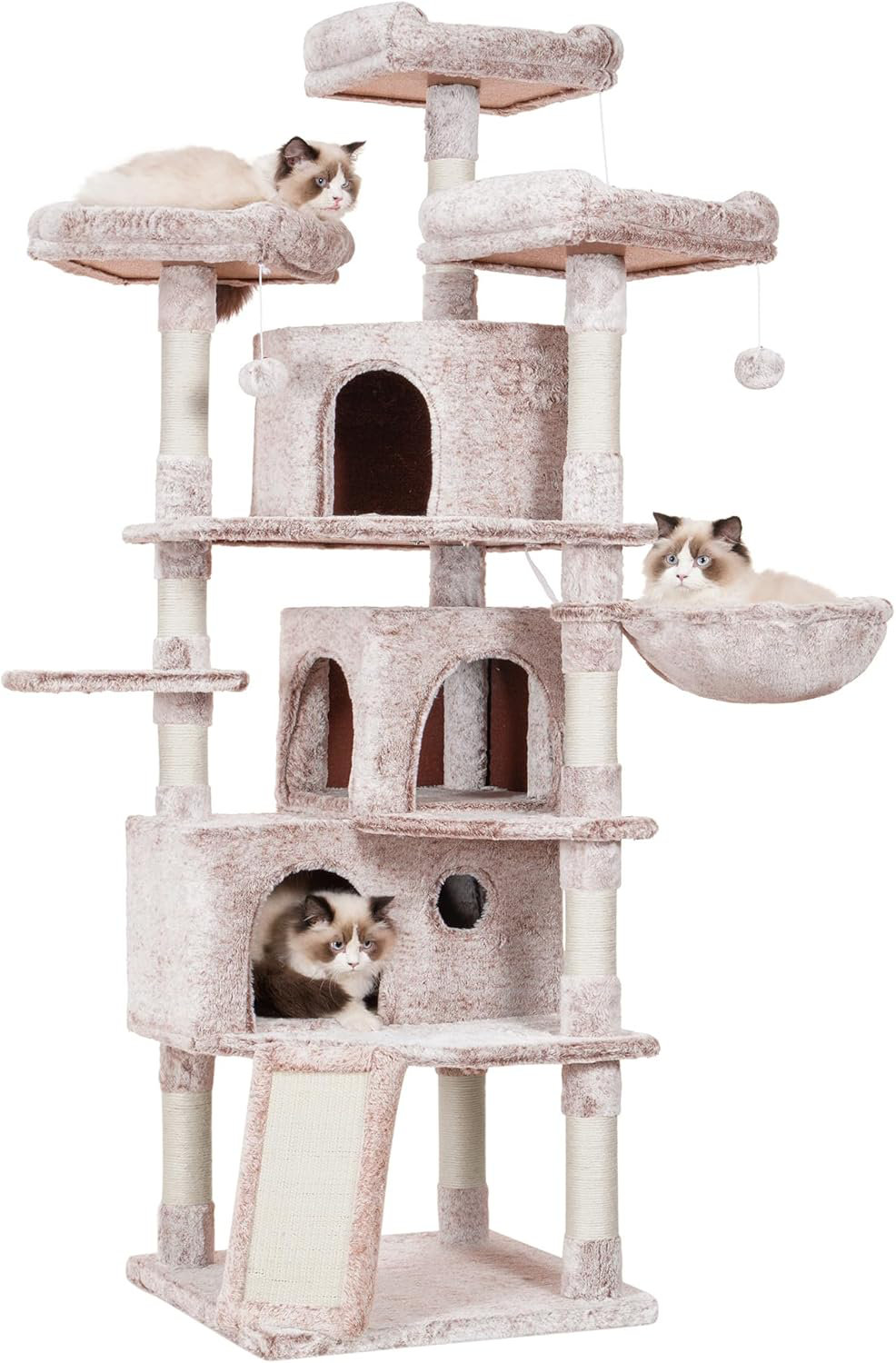 17 Stories XL Cat Tree, 73.4 inch Cat Tower with 3 Caves, 3 Cozy ...