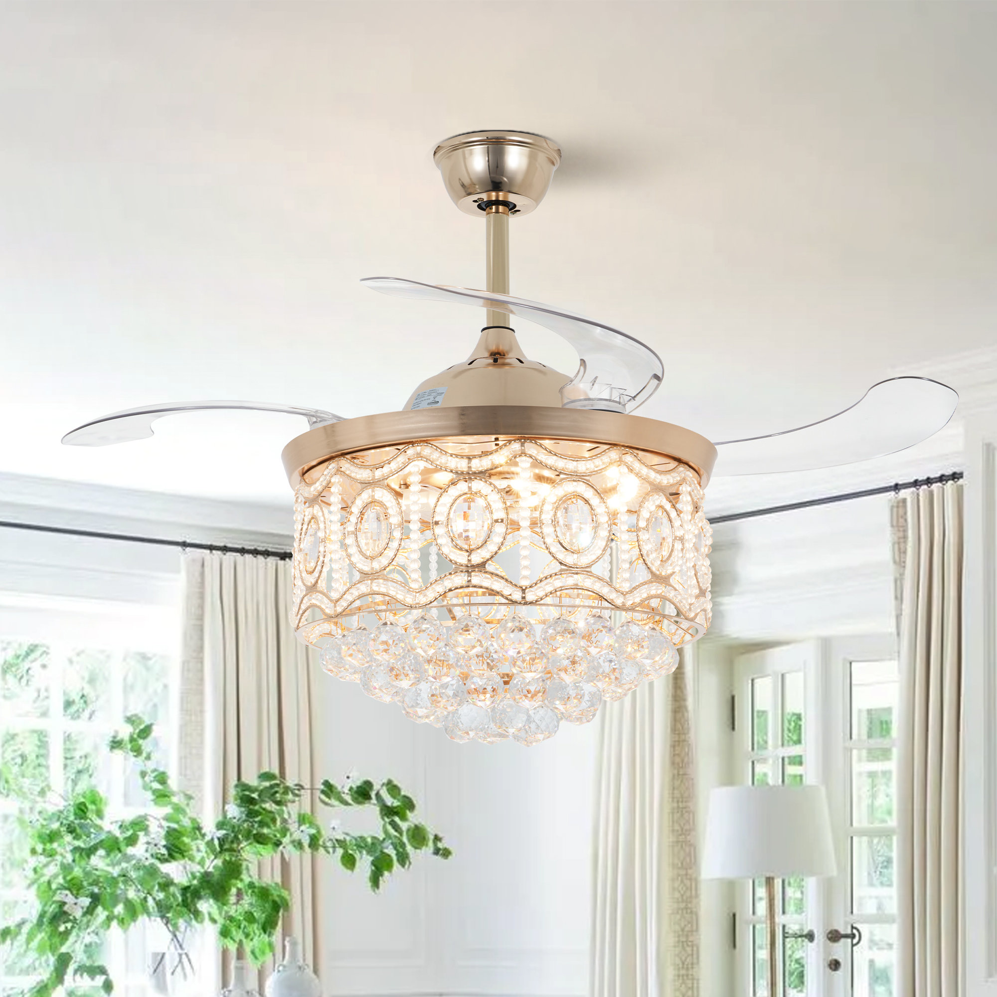 House of Hampton® 42'' Rose Gold Ceiling Fan With Led Lights | Wayfair