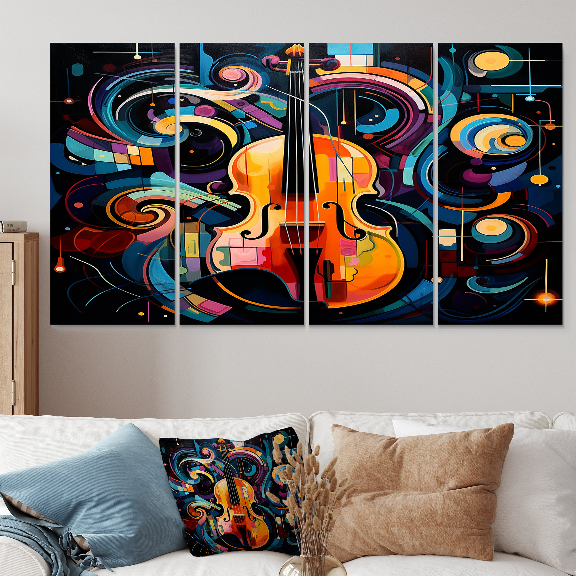 George Oliver Frequencies Of Music Violin Retro Colors - Music Wall Art ...