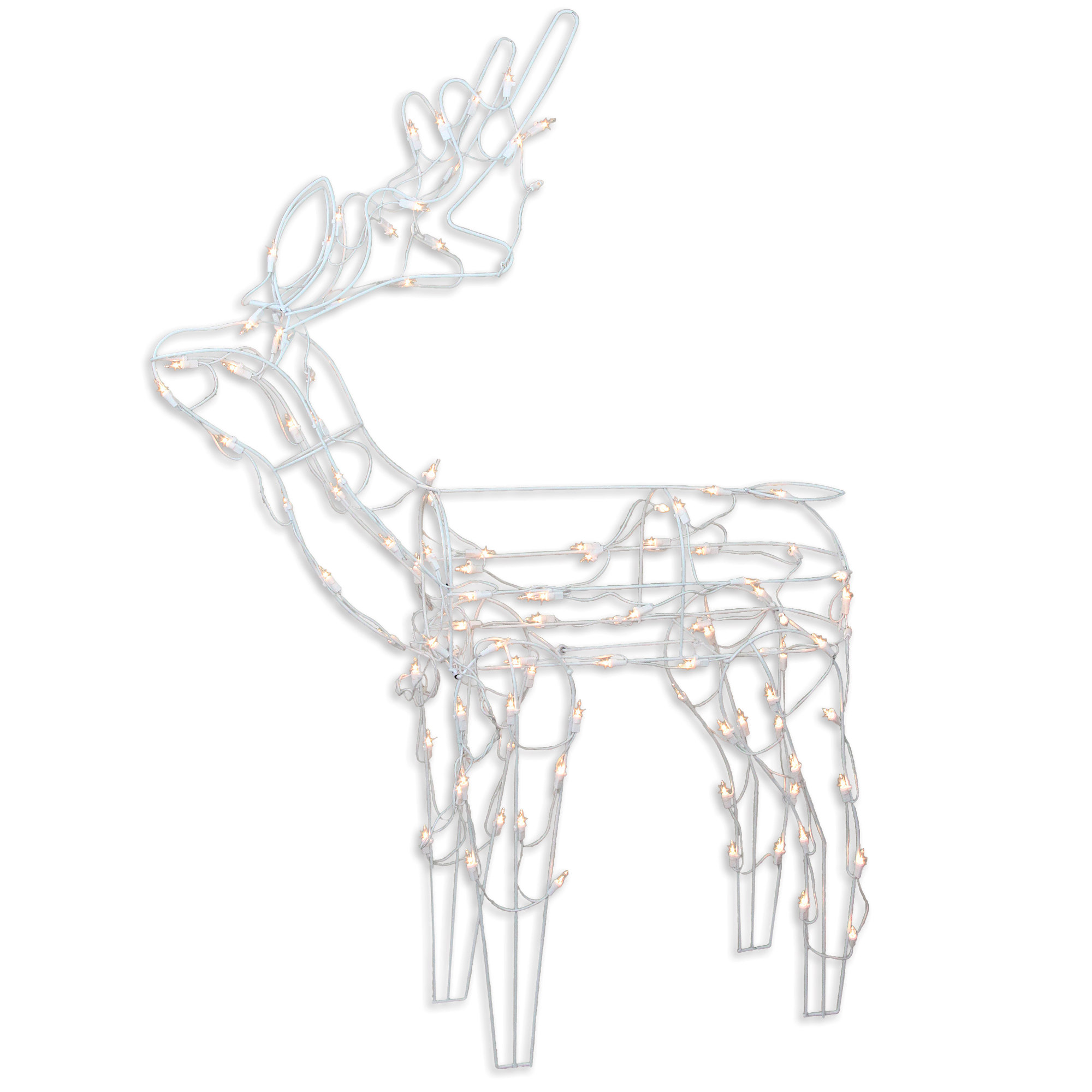 Northlight Seasonal 43" Lighted White Standing Reindeer Christmas ...