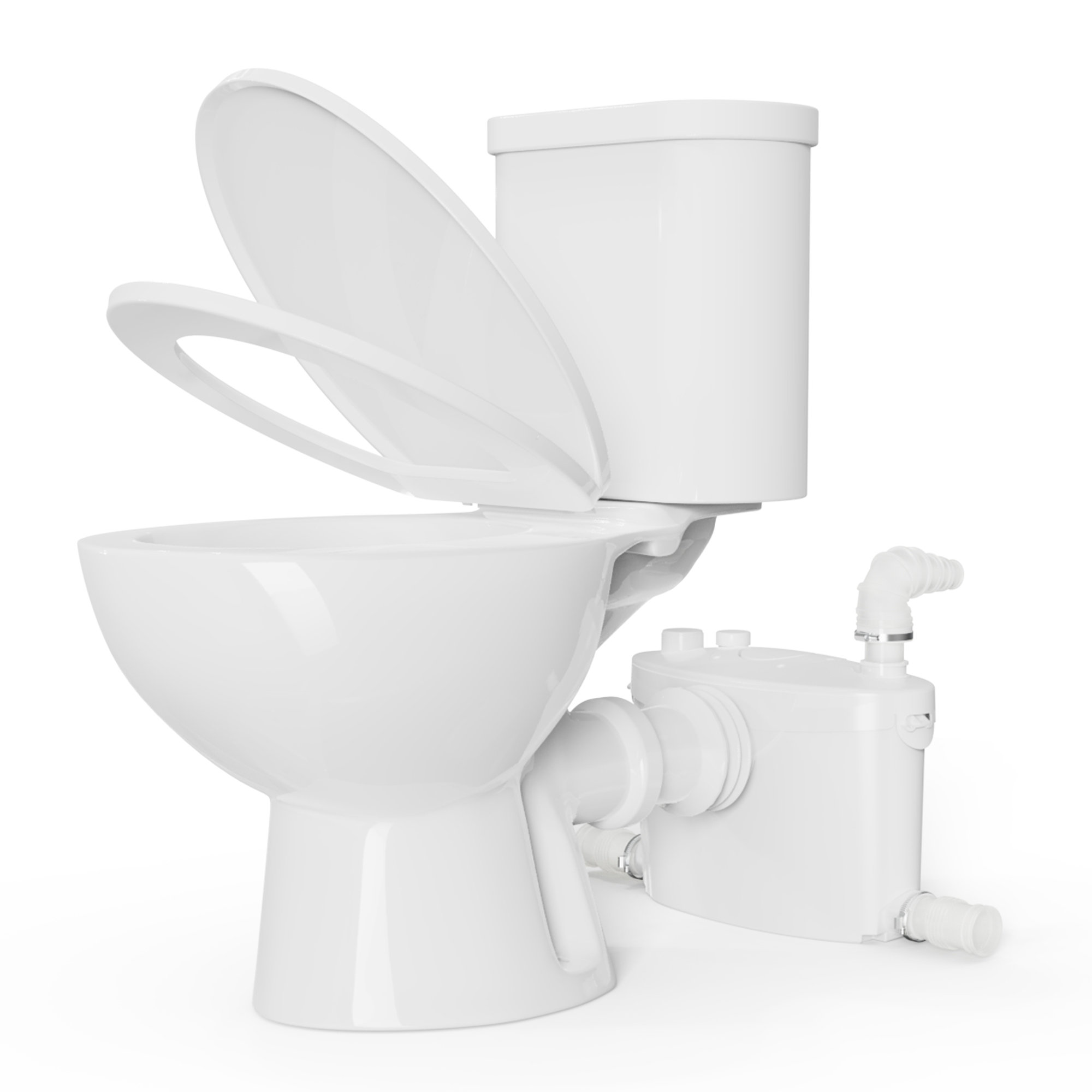 SUPERFLO 600W Macerating Toilet - Two-Piece Space-Saving Toilet with 4 ...