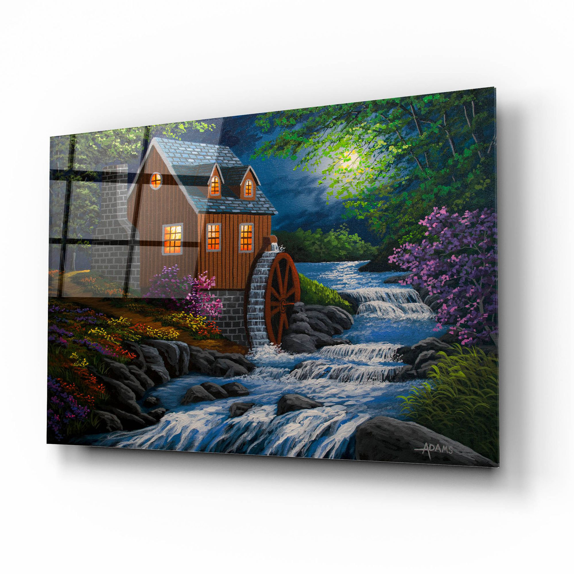 Loon Peak® Loon Peak 'Moonlit Mill' By Gary Adams, Acrylic Glass Wall ...