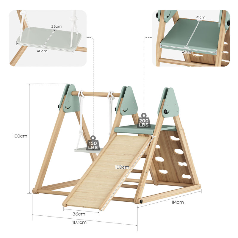 Benarita Triangle Climbing Frame, Wooden Climber with Swing | Wayfair