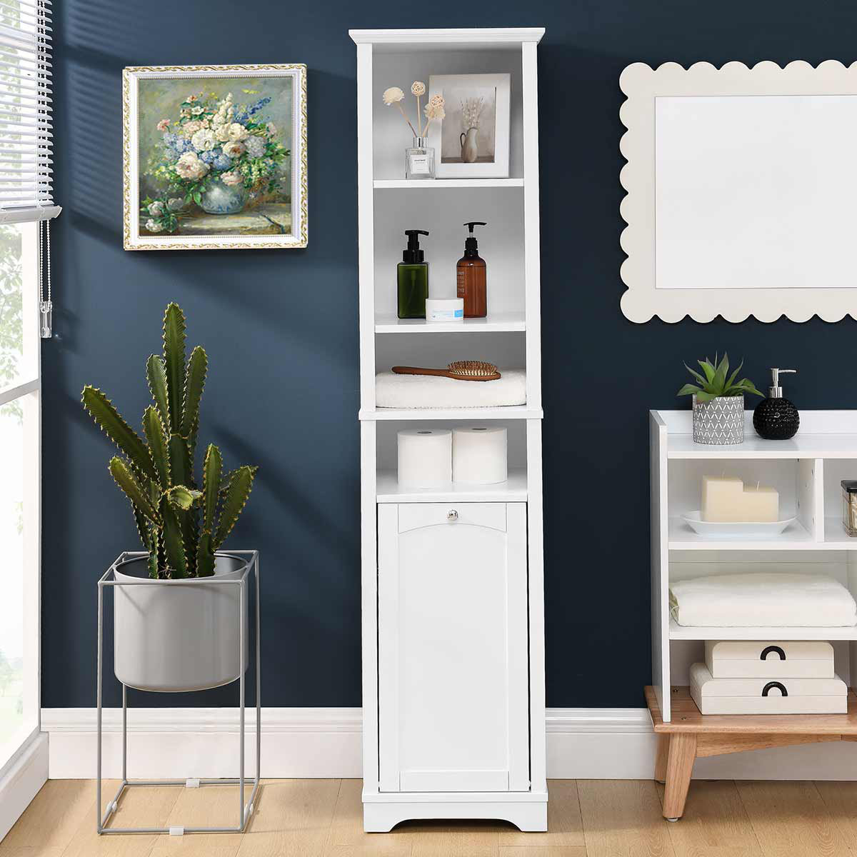 Red Barrel Studio® 64" Tall Bathroom Storage Cabinet, Floor Standing ...