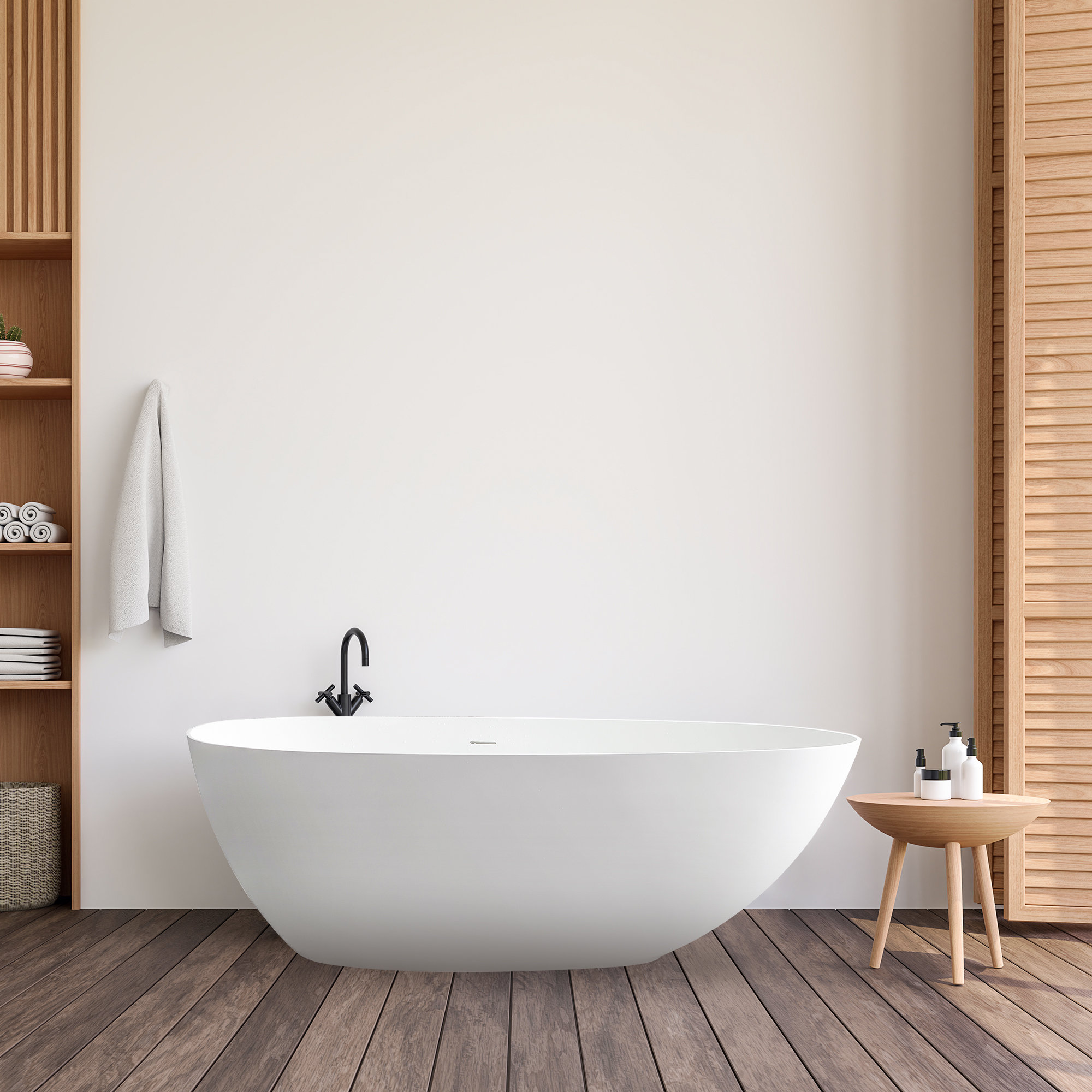 Altair Giotto 67" x 34" Freestanding Soaking Stone Resin Bathtub | Wayfair