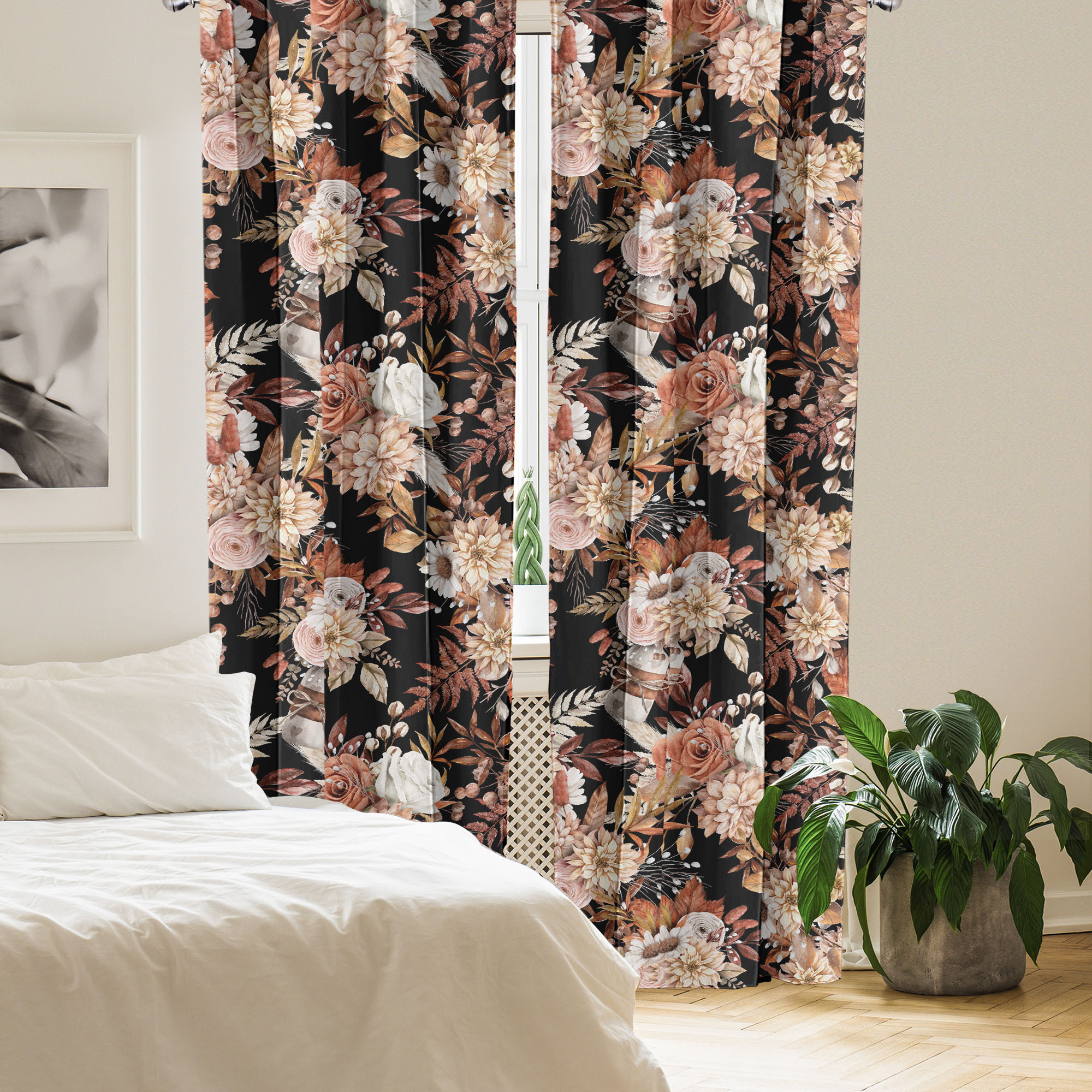 East Urban Home Floral Design Curtains Garden Spring Flowers Pair of ...