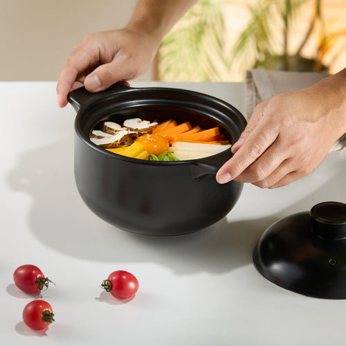 Kook Stoneware Dolsot Pot with Lid, 38 oz, Black | Wayfair
