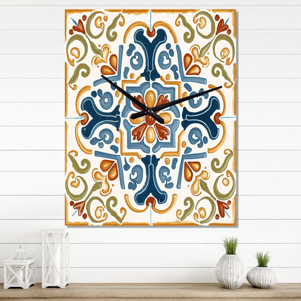 East Urban Home Jerilynn - Abstract Tile Wall Clock Oversized | Wayfair