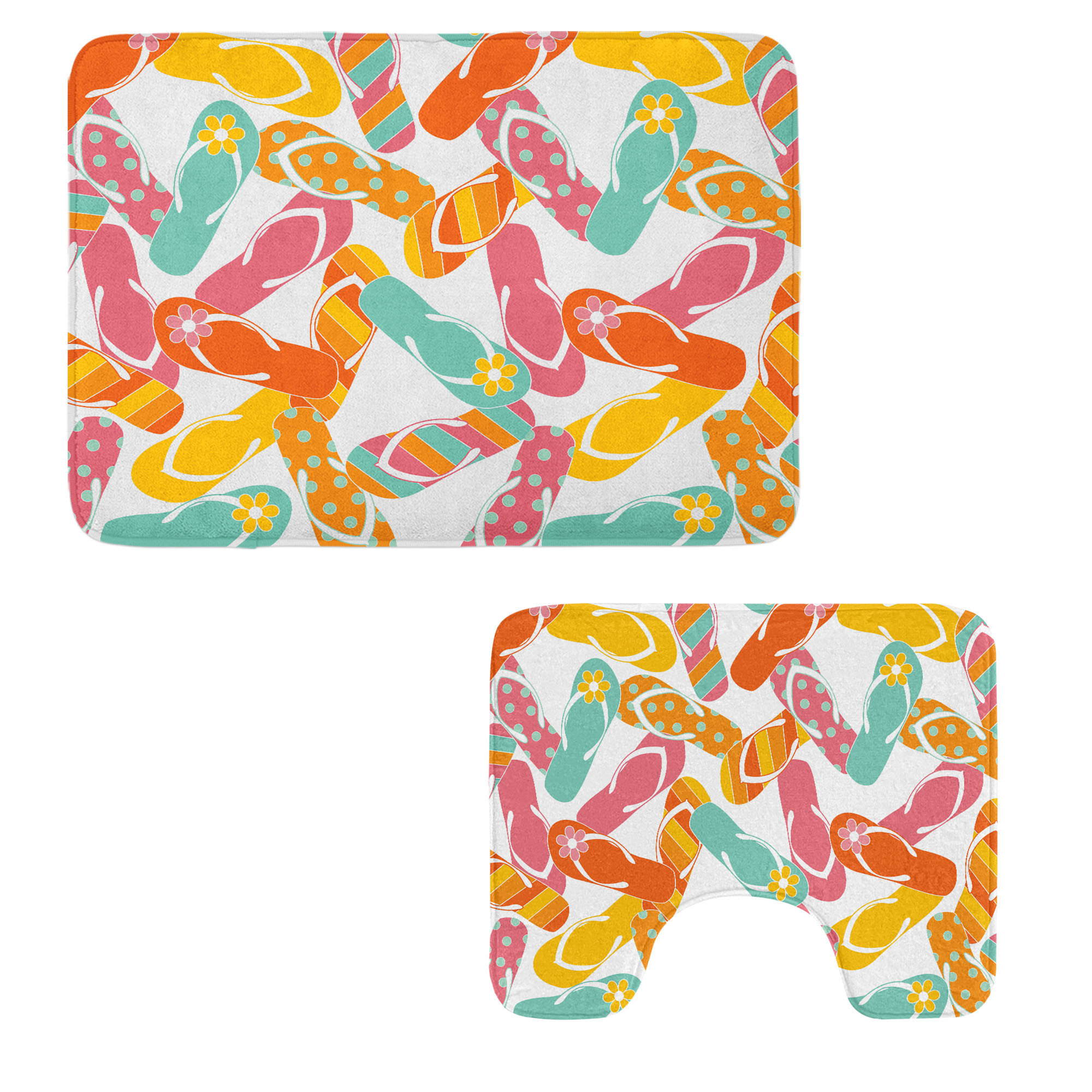 East Urban Home Colorful Bathroom Rug Set 2 Pieces Rectangle & Contour ...