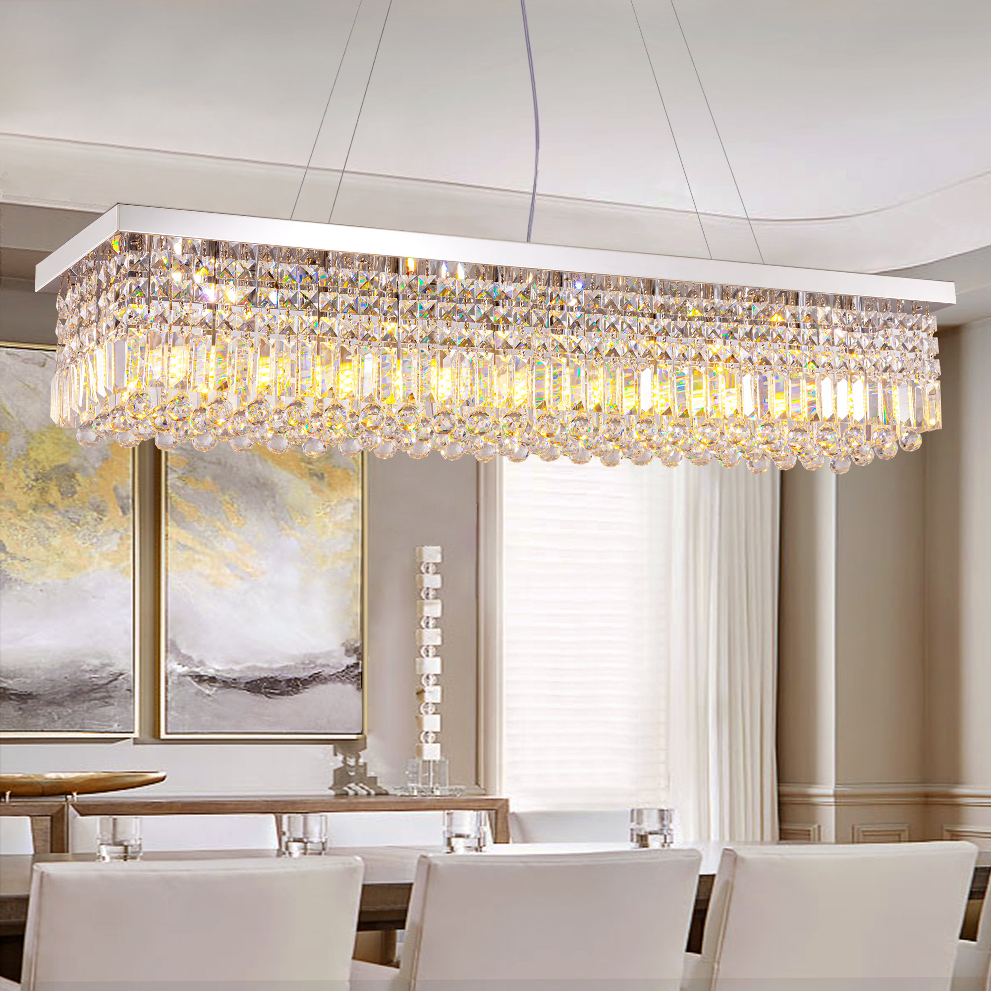 Rosdorf Park Bertu 8/10 - Light Dimmable Square / Rectangle Crystal ...