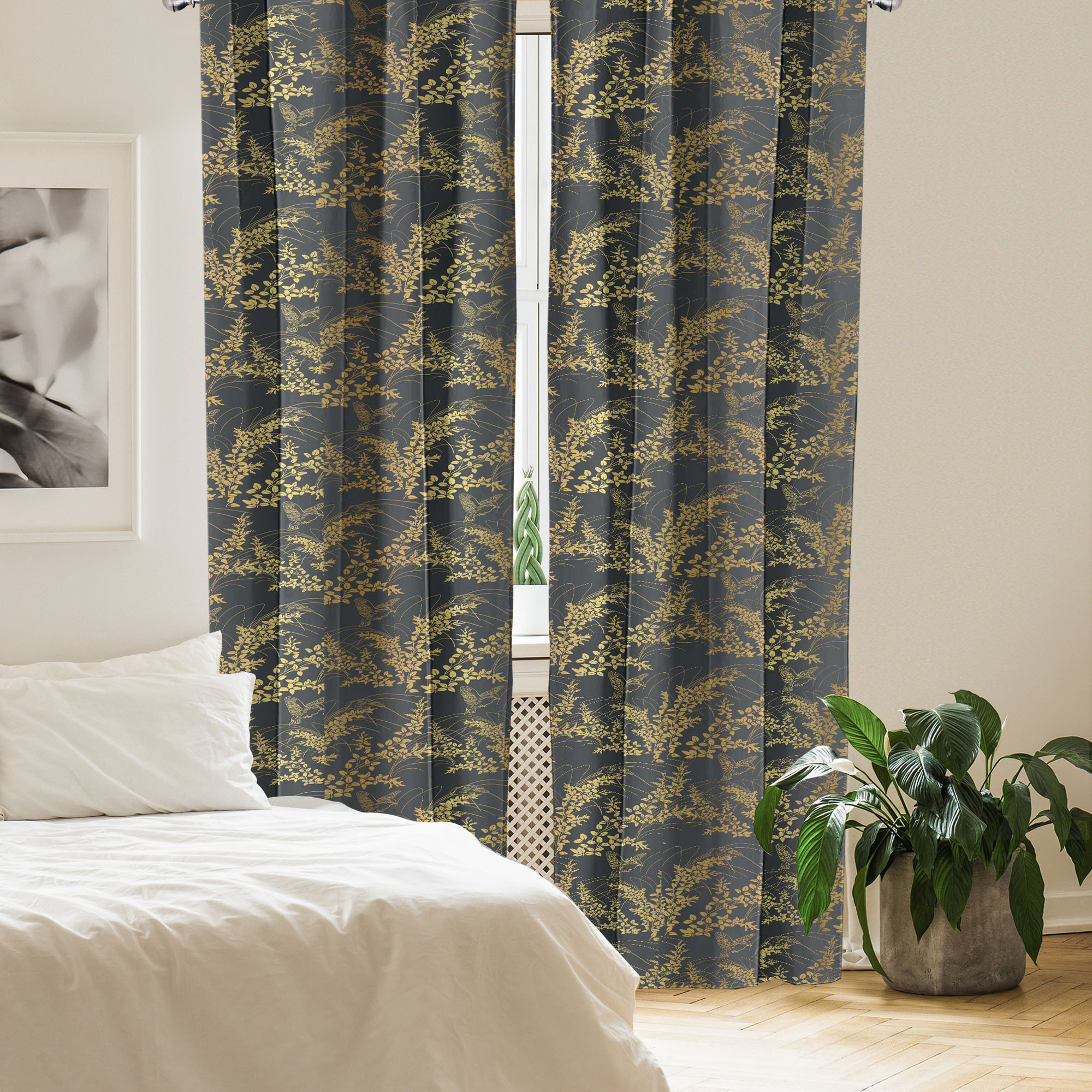 East Urban Home Asian Curtains Japanese Lespedeza Art Print Pair 426733 ...
