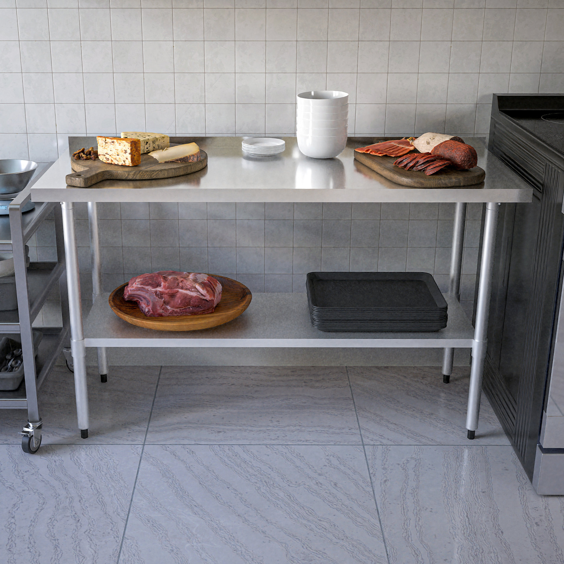 Ivy Bronx 30x48 Inch Stainless Steel Prep Table For Workshops ...