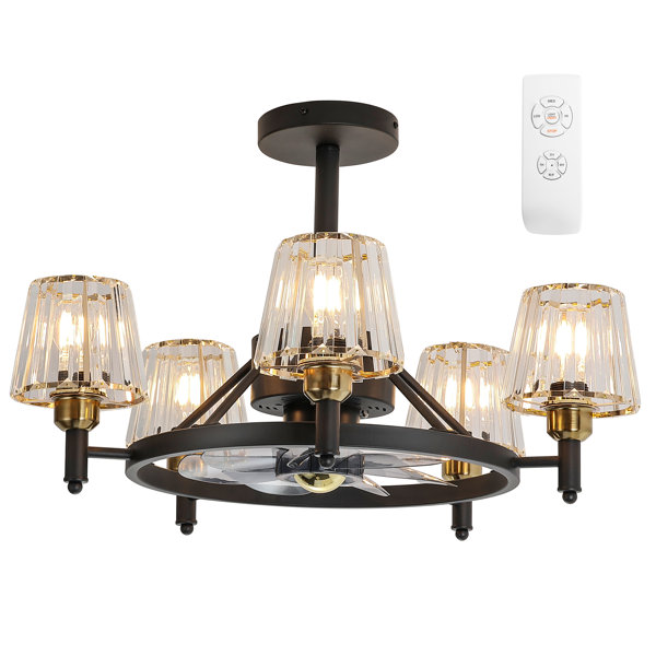 Lark Manor™ 25.5'' Chandelier Ceiling Fan with Light Kit, Remote Wagon ...
