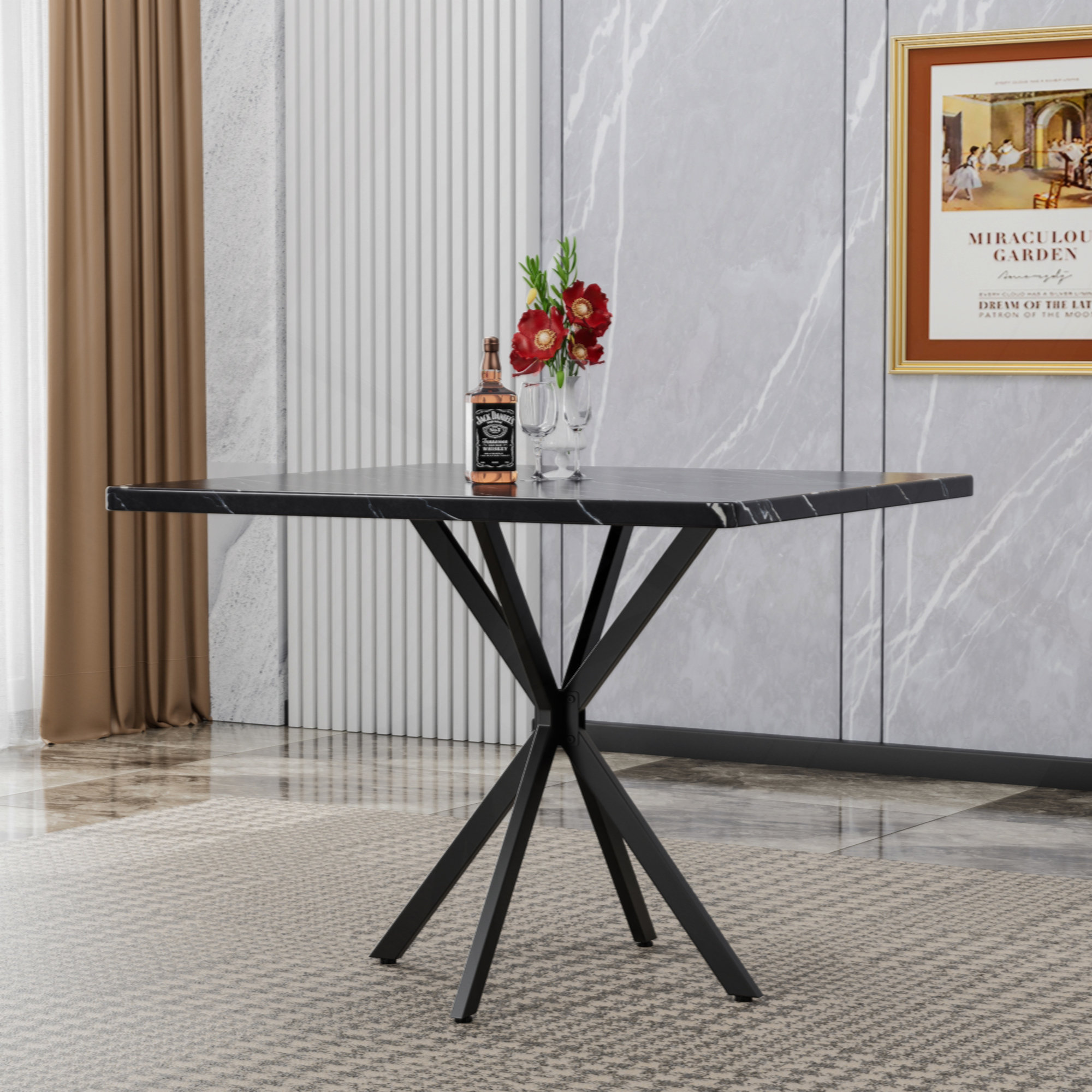 Ivy Bronx Square Dining Table, Mid Century Modern Square Dining Table ...