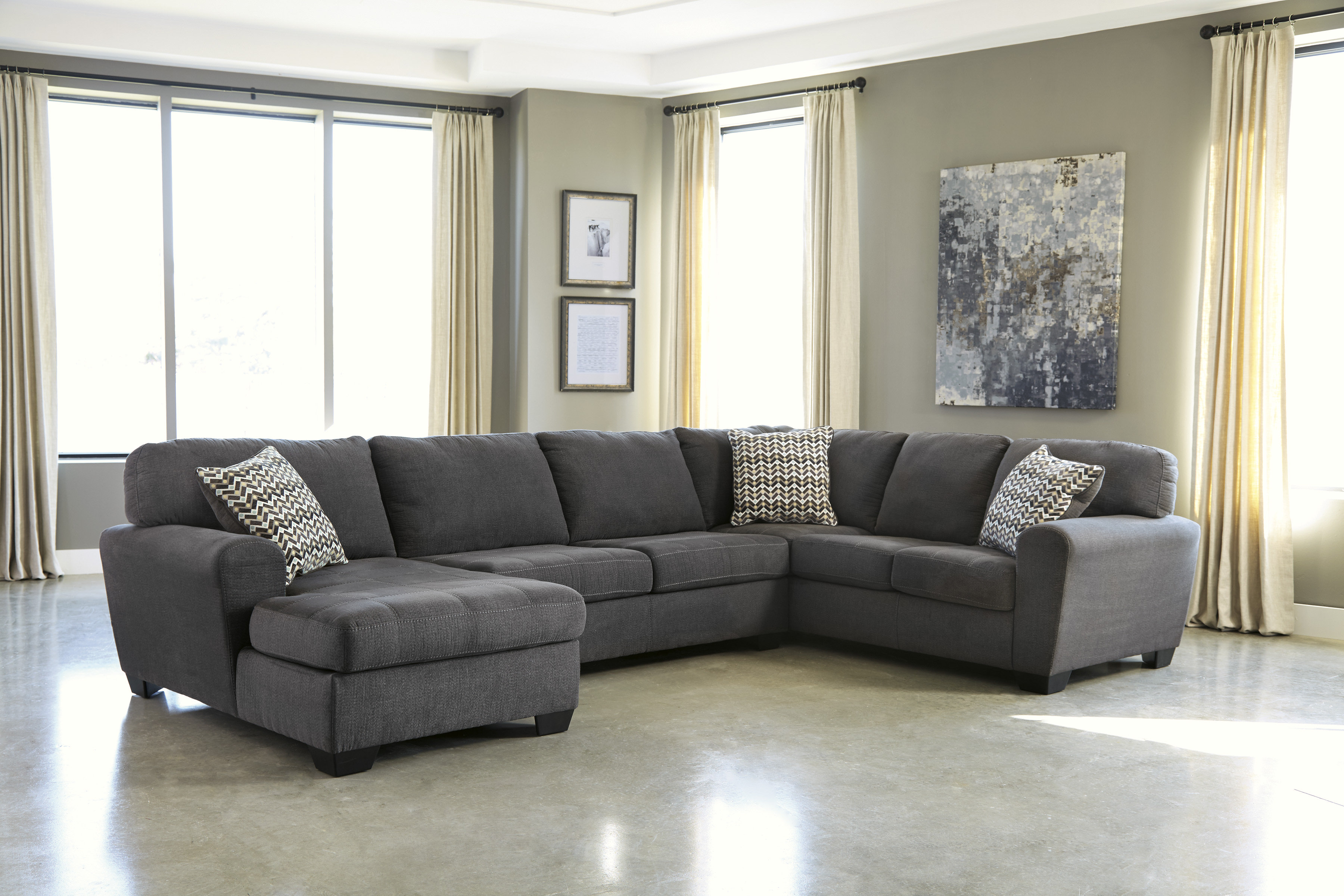 Latitude Run® Ambee Slate 3-Piece Sectional with Chaise | Wayfair