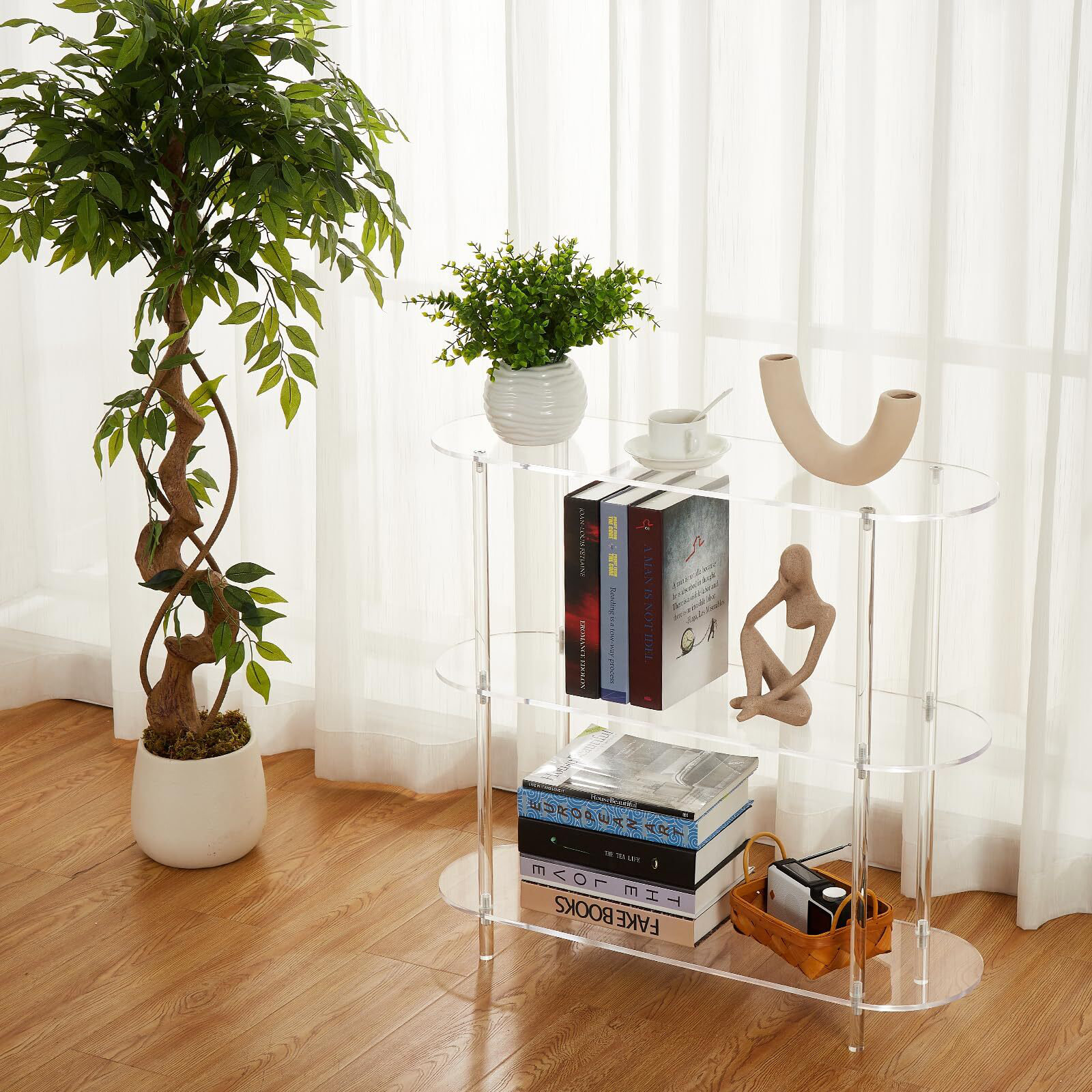 Wrought Studio™ Acrylic Ladder Bookshelf, 31.5 * 9.5 * 28In | Wayfair