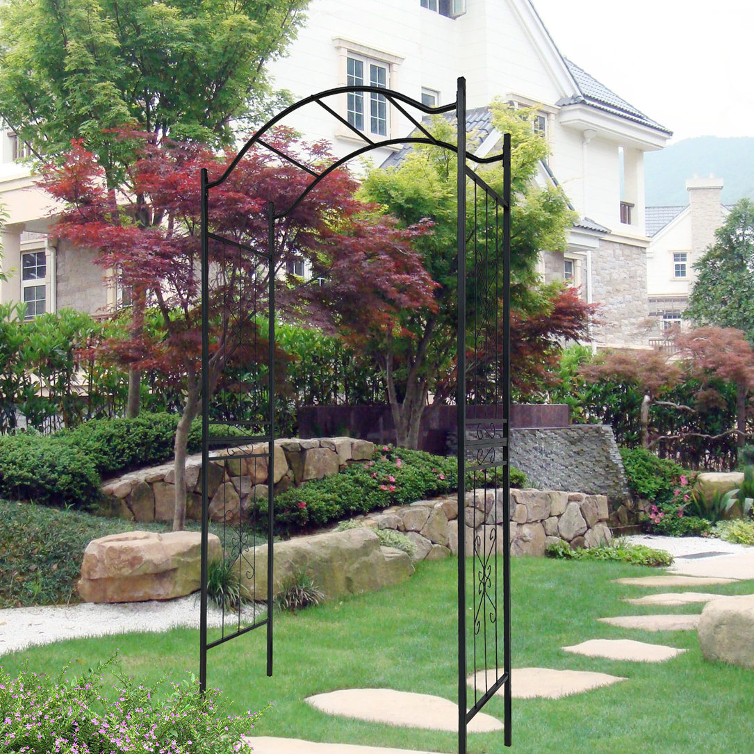 Lark Manor Metal Garden Arch with black powder coated 3.6ft Length ...