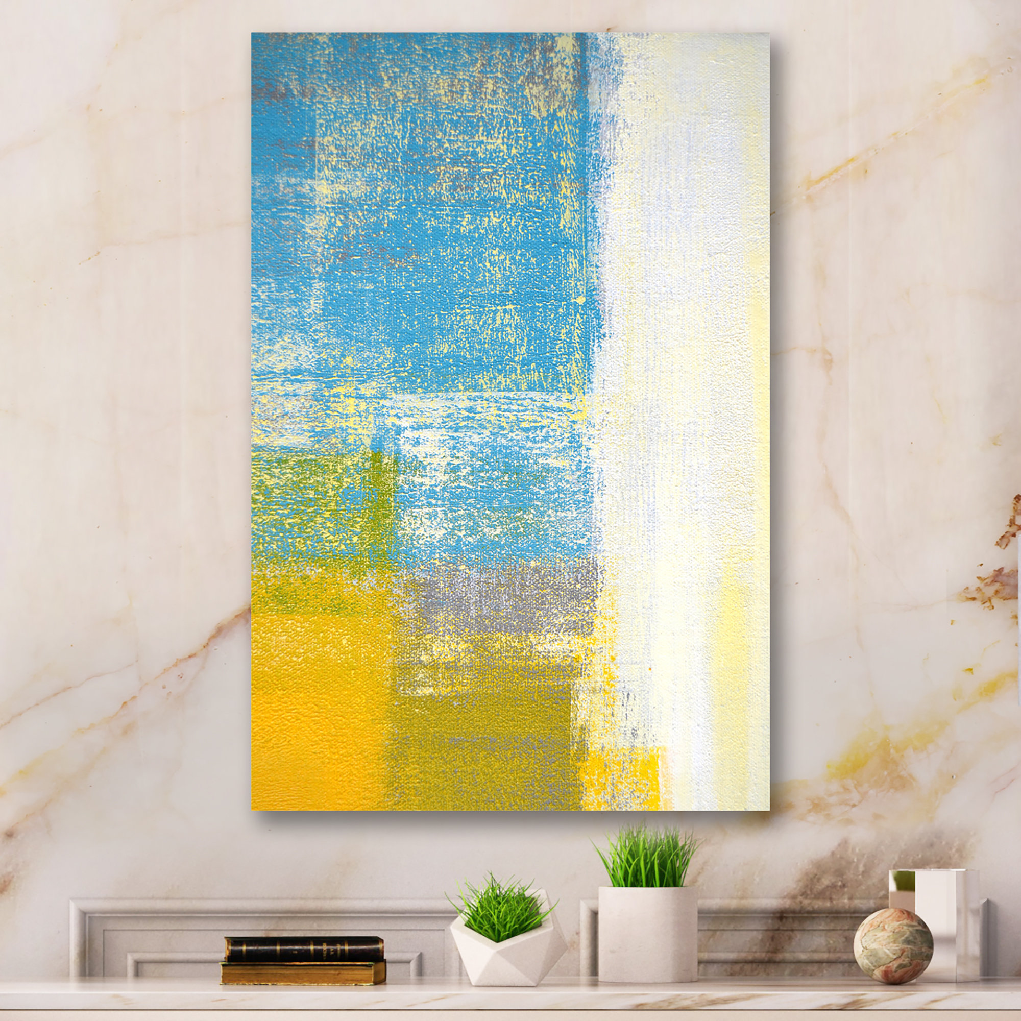 Wrought Studio Teal Meets Yellow Abstract Art " Teal Meets Yellow ...