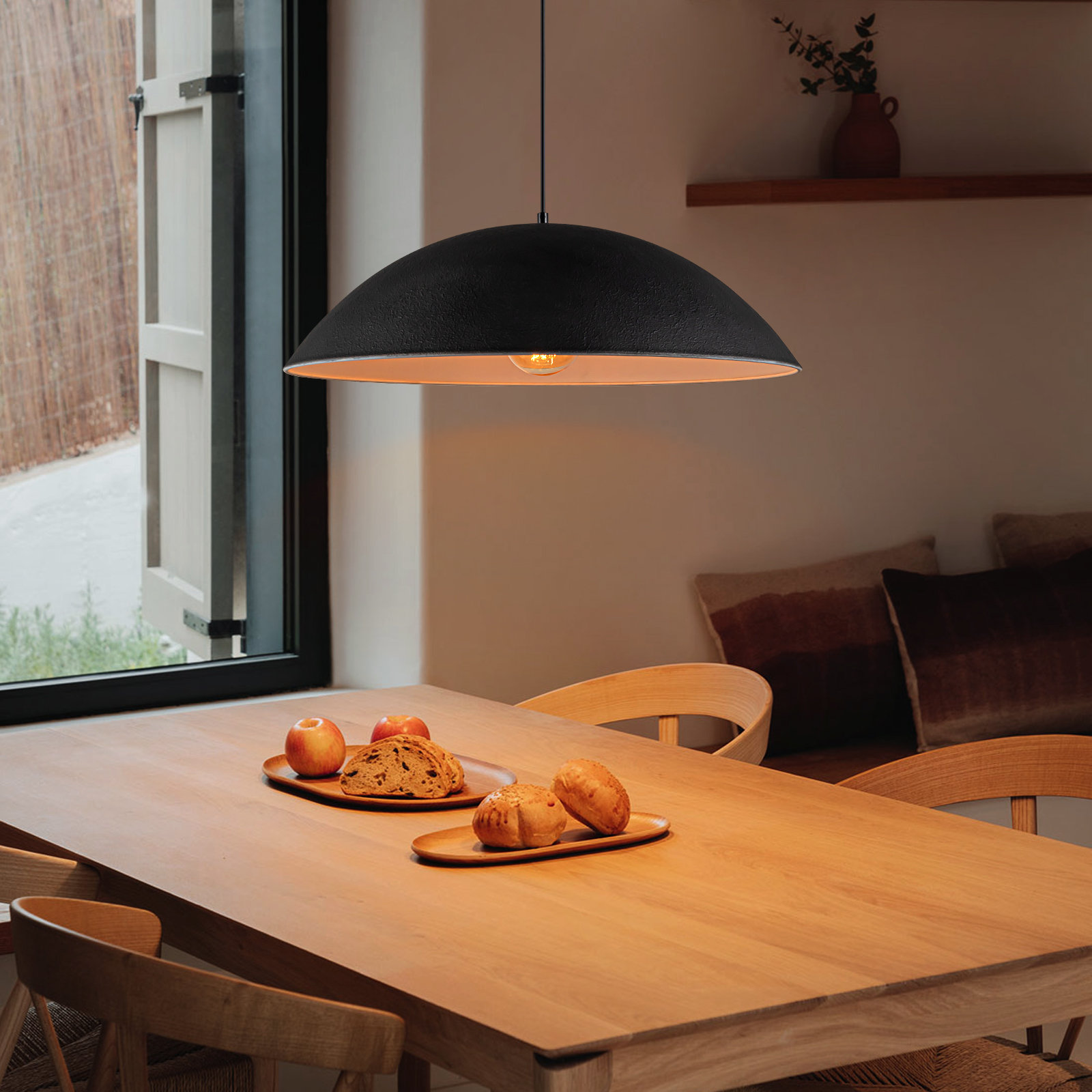 17 Stories Kensaku 1 - Light Matte Black Dome Pendant | Wayfair