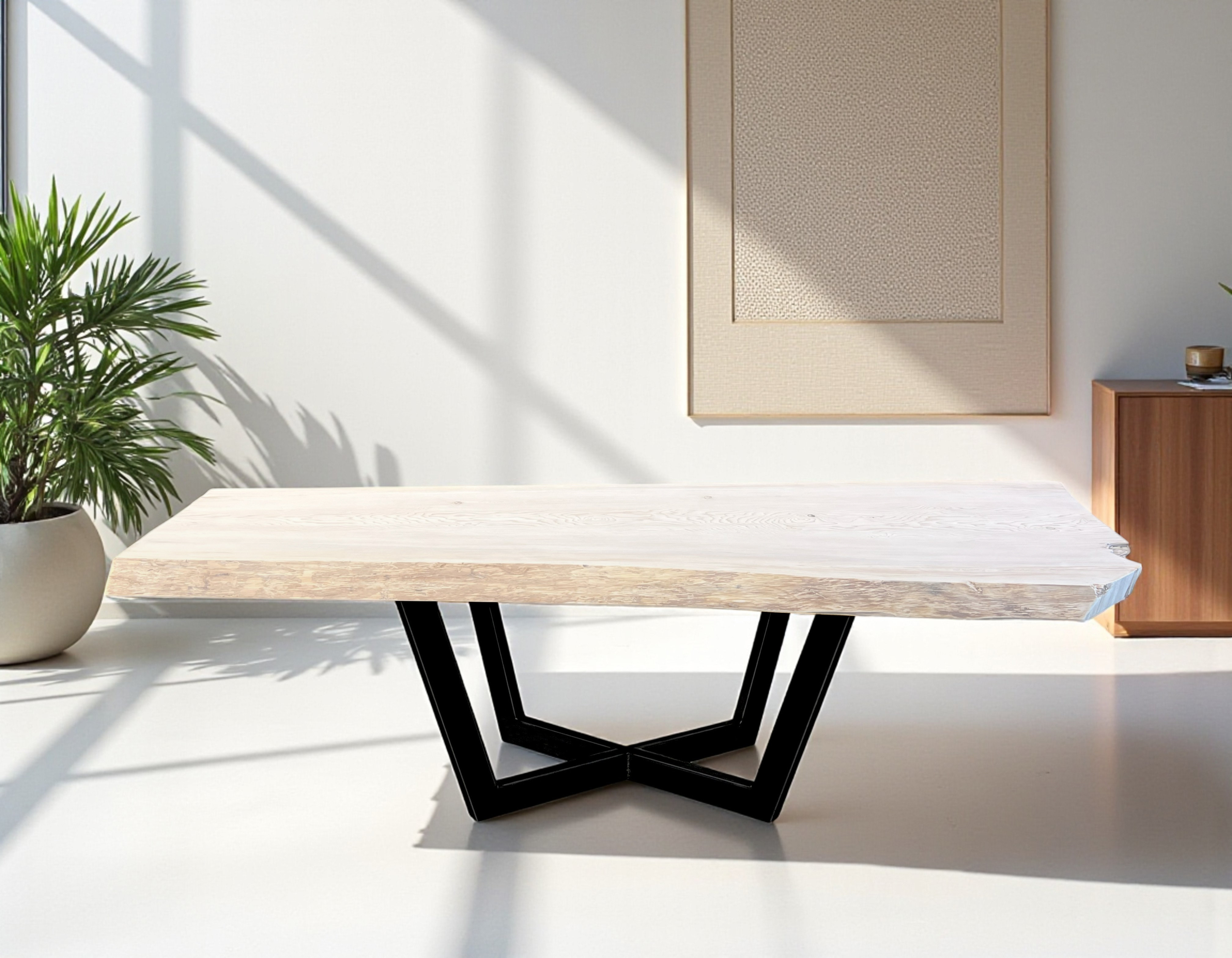 Inbox Zero Parmita 108" Live Edge Natural Solid Wood Slab Conference ...