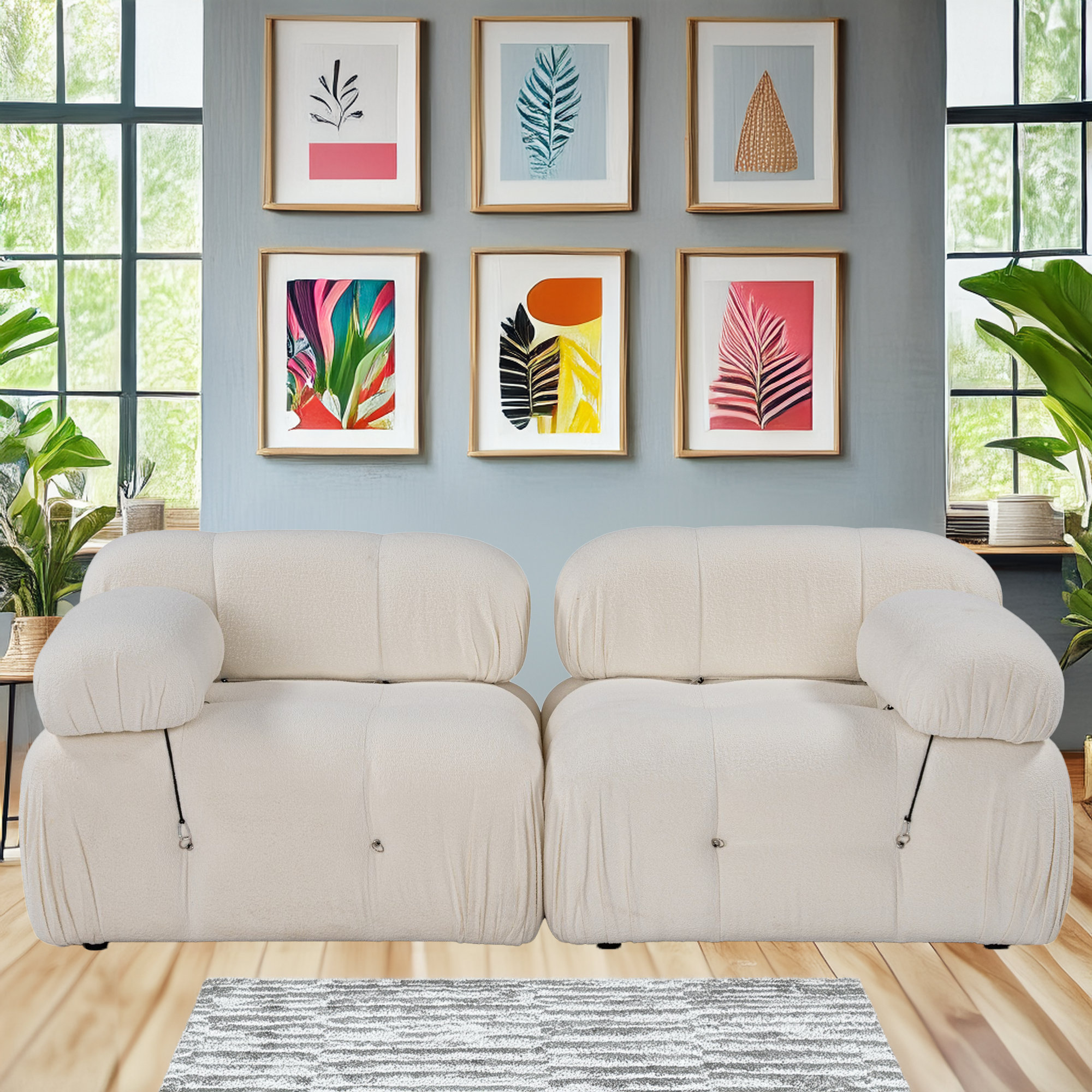 SpiritHome Modular Customizable 2-Seat Sofa Loveseat With Detachable ...