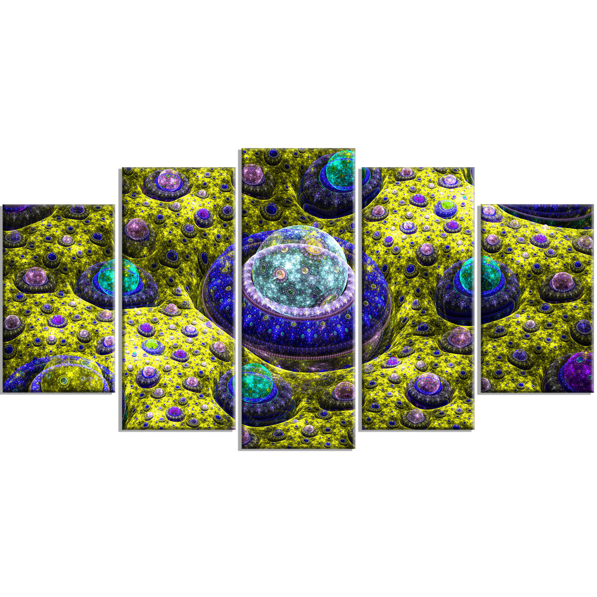 Design Art 'Yellow Fractal Exotic Planet' Graphic Art Print Multi-Piece ...