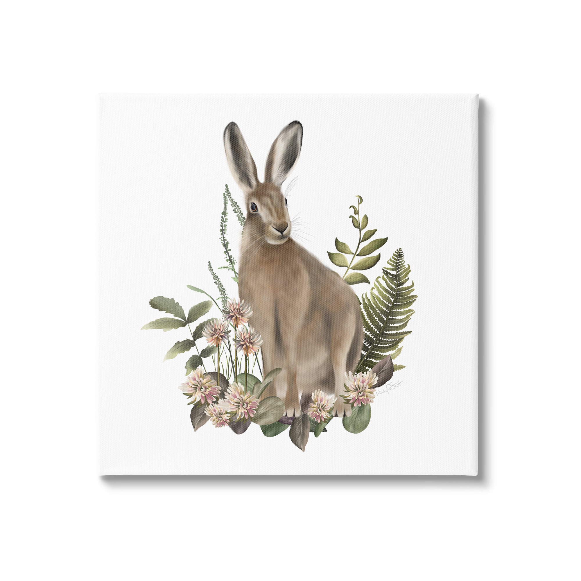 August Grove® Floral Bramble Hare On Canvas by Studio Q Print | Wayfair