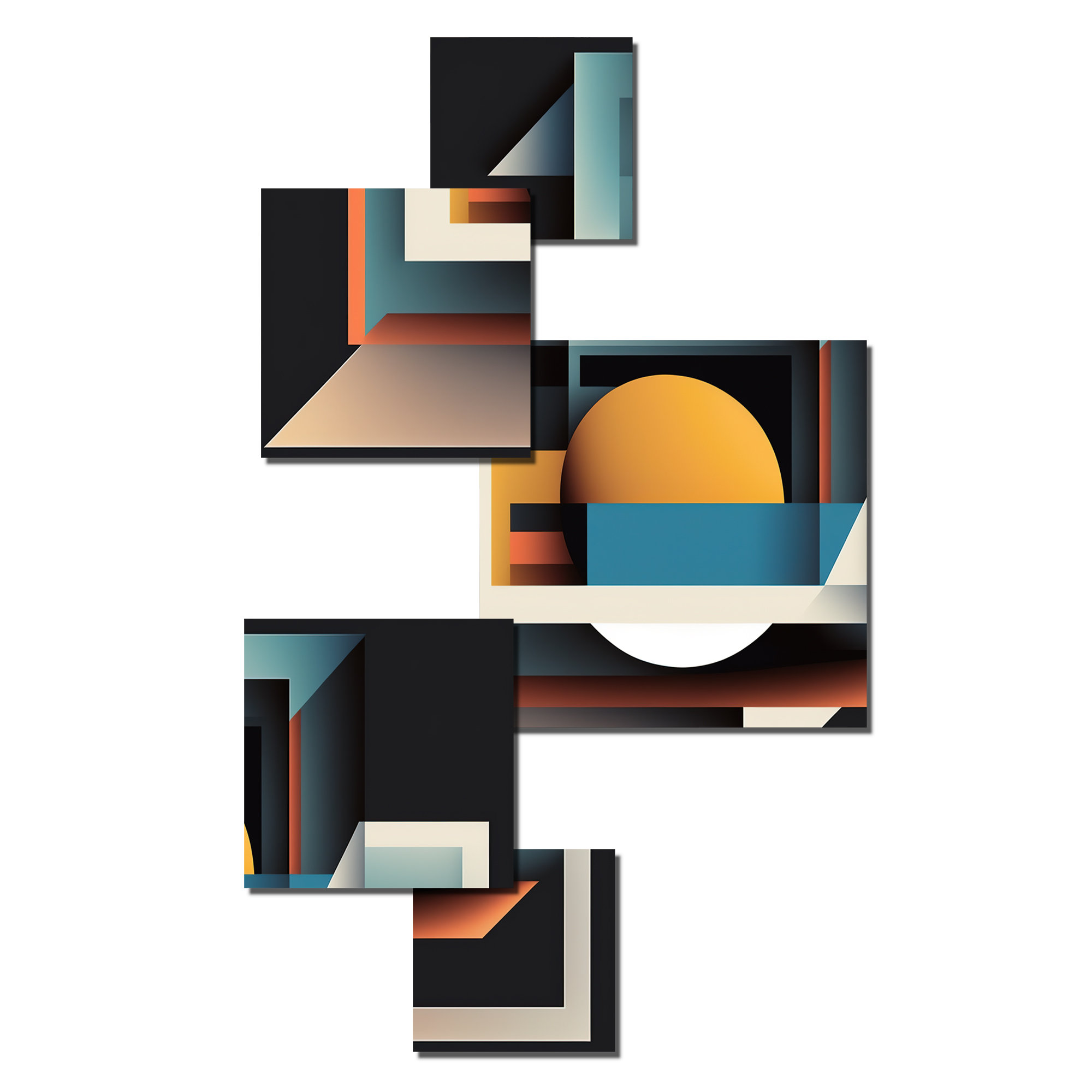Hokku Designs Retro Elementary Geometrics III - Modern Geometric Metal ...
