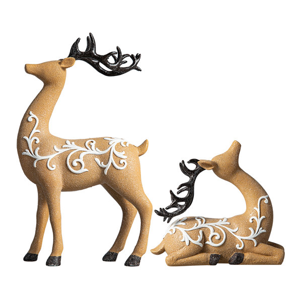 Set Of 2 Resin Christmas Reindeer Table Decor | Birch Lane