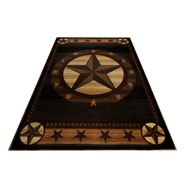 Union Rustic Texas Star Machine Washable Area Rug Woven in Brown/Red ...